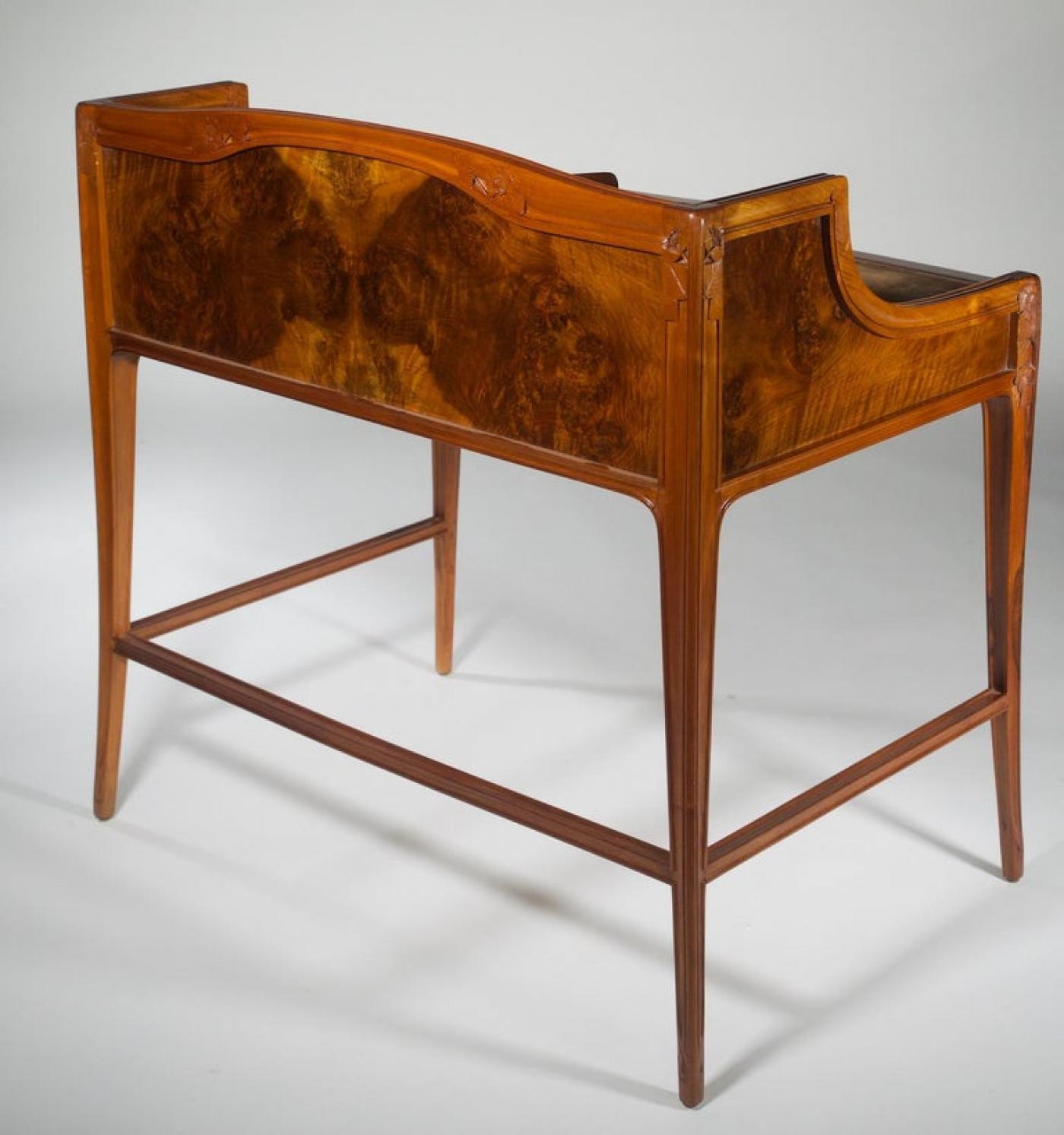 Léon Jallot - Leon Jallot Sculpted Walnut Desk and Chair