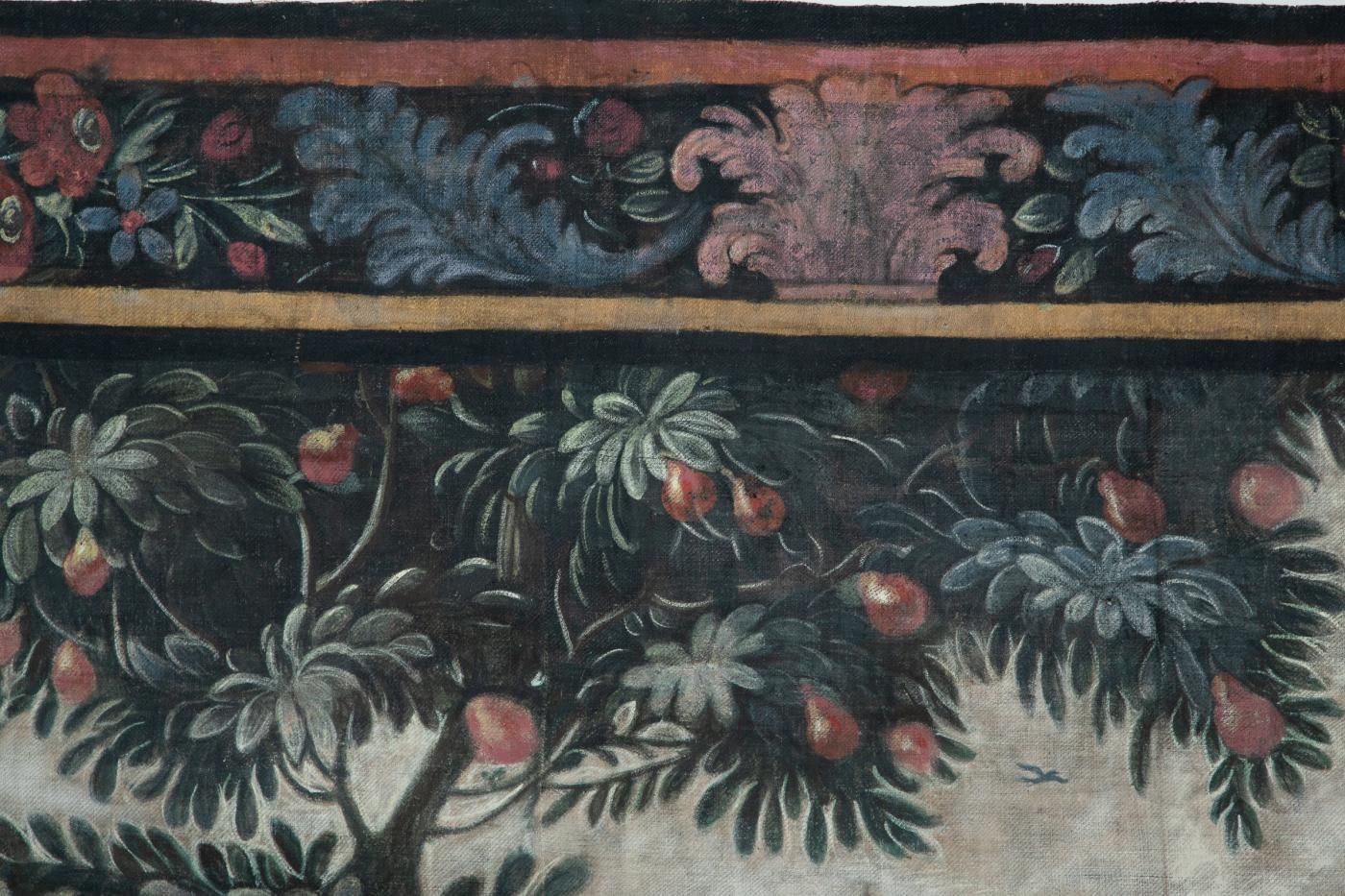 LARGE LATE 18TH / EARLY 19TH CENTURY FRENCH ‘TOILE PEINTE’ (PAINTED CANVAS)