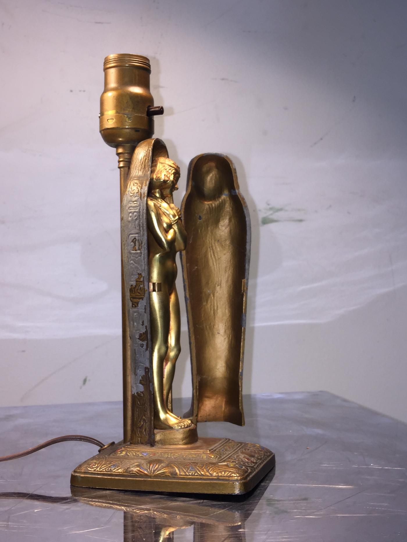 LOUIS V ARONSON - ART DECO NAUGHTY NUDE EGYPTIAN SARCOPHAGUS LAMP