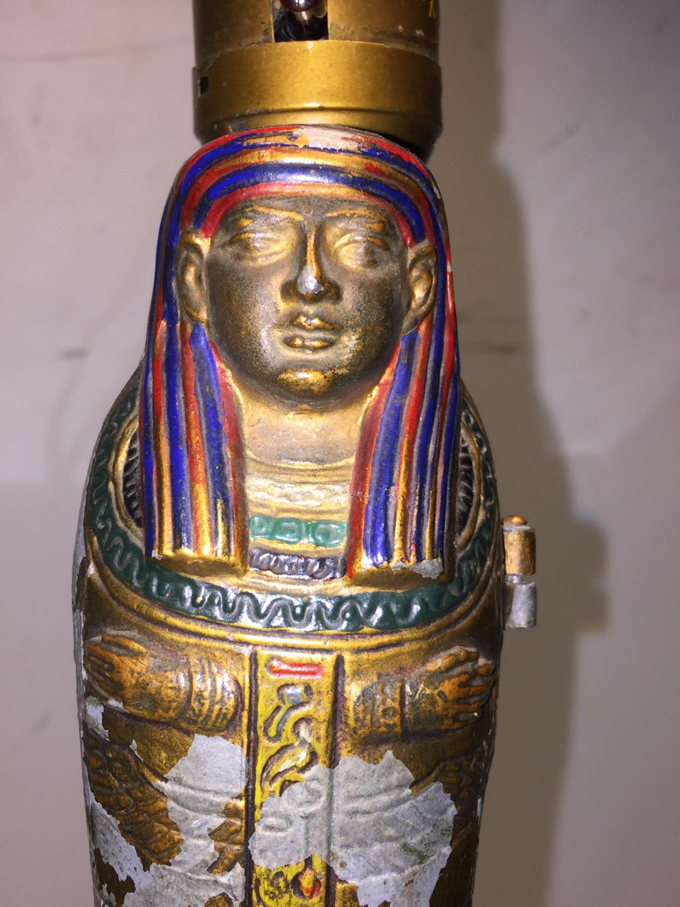 LOUIS V ARONSON - ART DECO NAUGHTY NUDE EGYPTIAN SARCOPHAGUS LAMP
