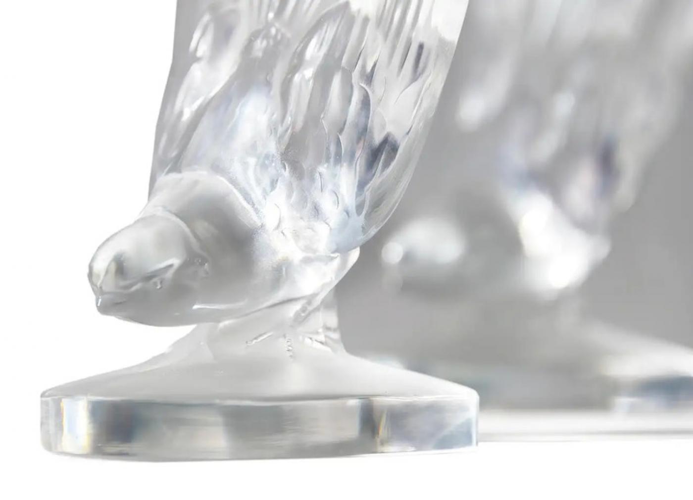 Lalique - Pair of French Lalique Crystal Birds Sculptures