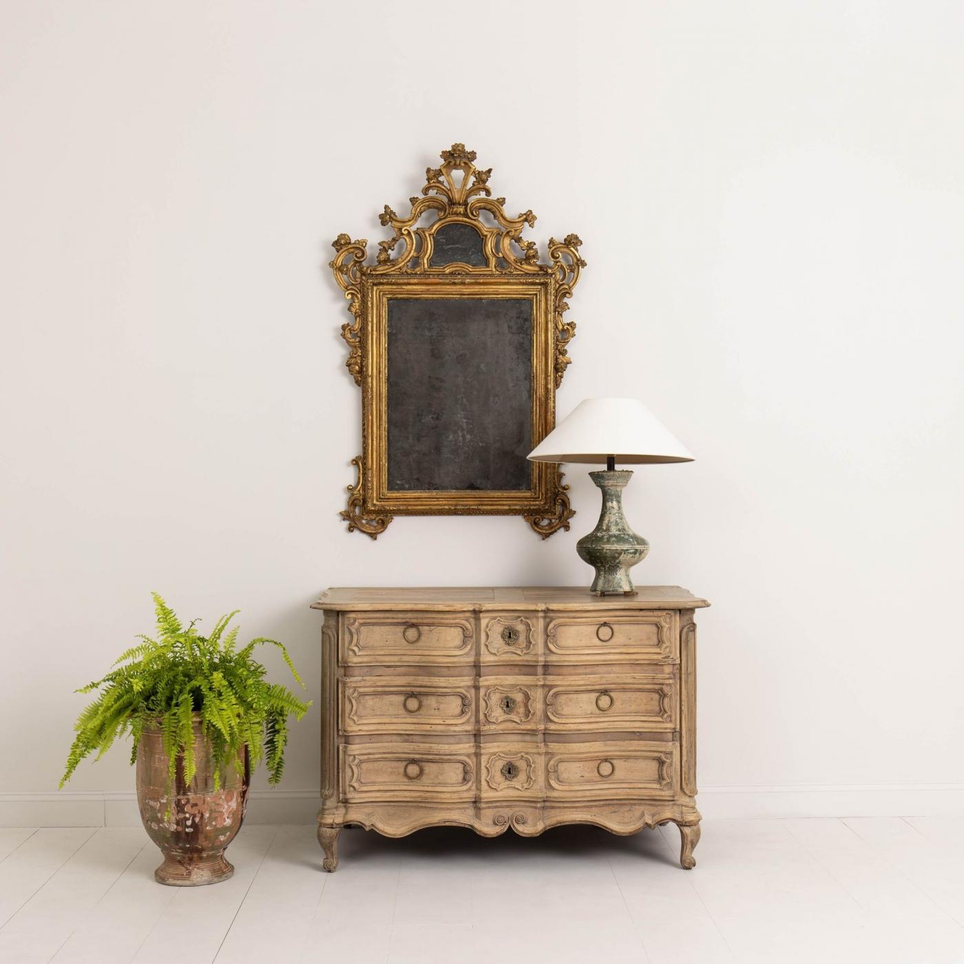 Large 18th c. French Bleached Walnut Louis XV Period Serpentine Commode