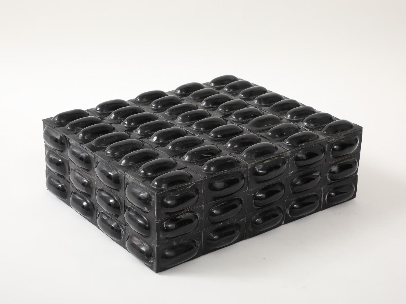 Large Black Buffalo Horn Box