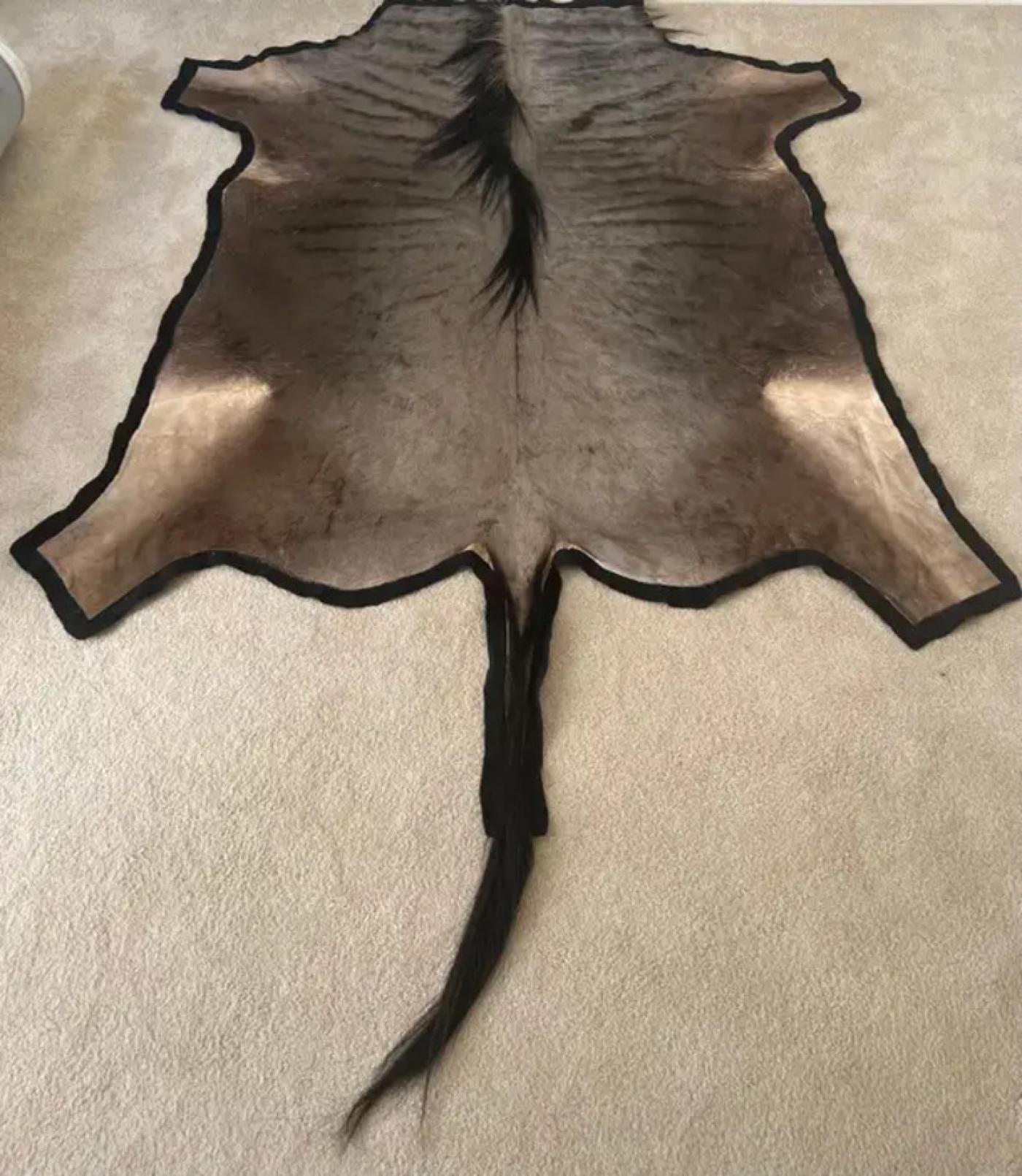 Large Blue Wildebeest Antelope Carpet / Rug from Kenya, British ...