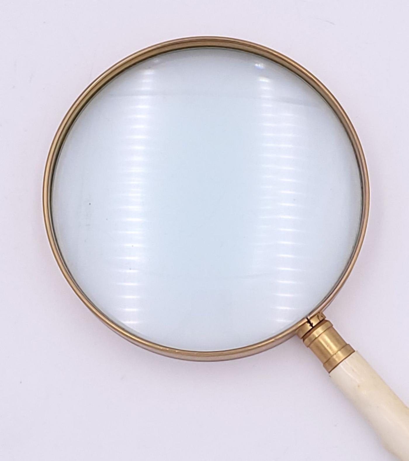 Large Bone and 9K Gold Magnifying Glass, England circa 1920