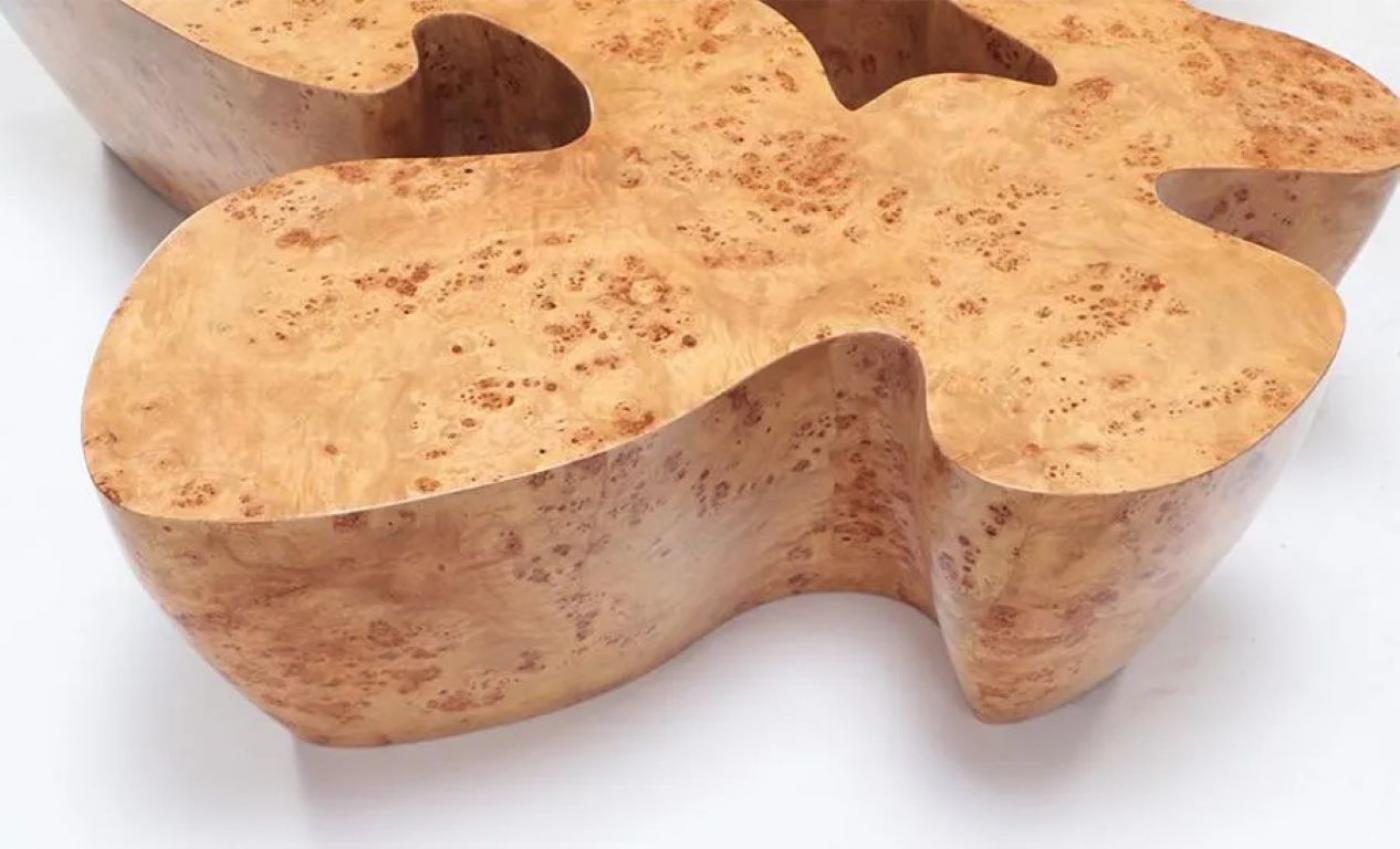 Large Burl Wood Organic Shaped Coffee Table