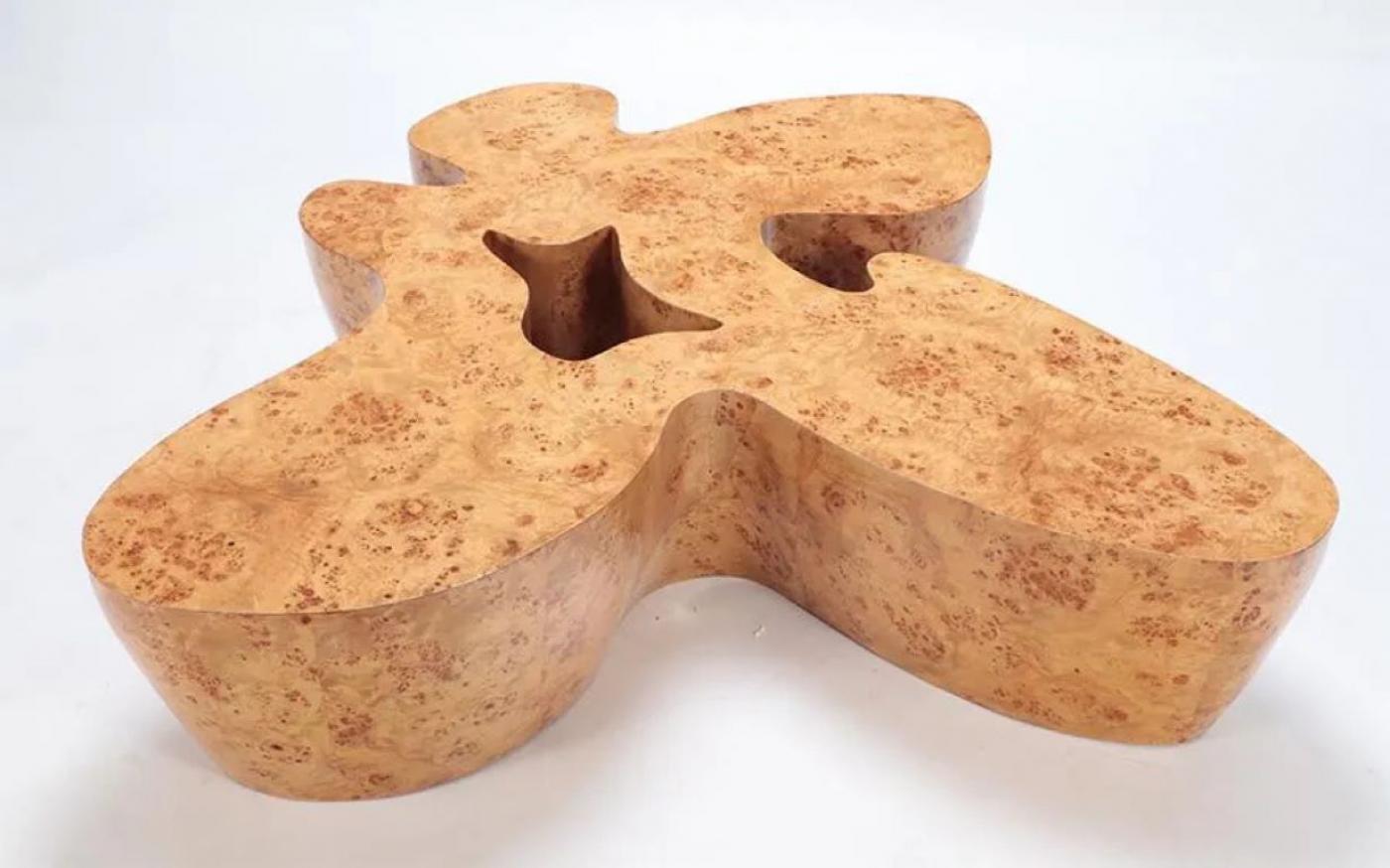 Large Burl Wood Organic Shaped Coffee Table