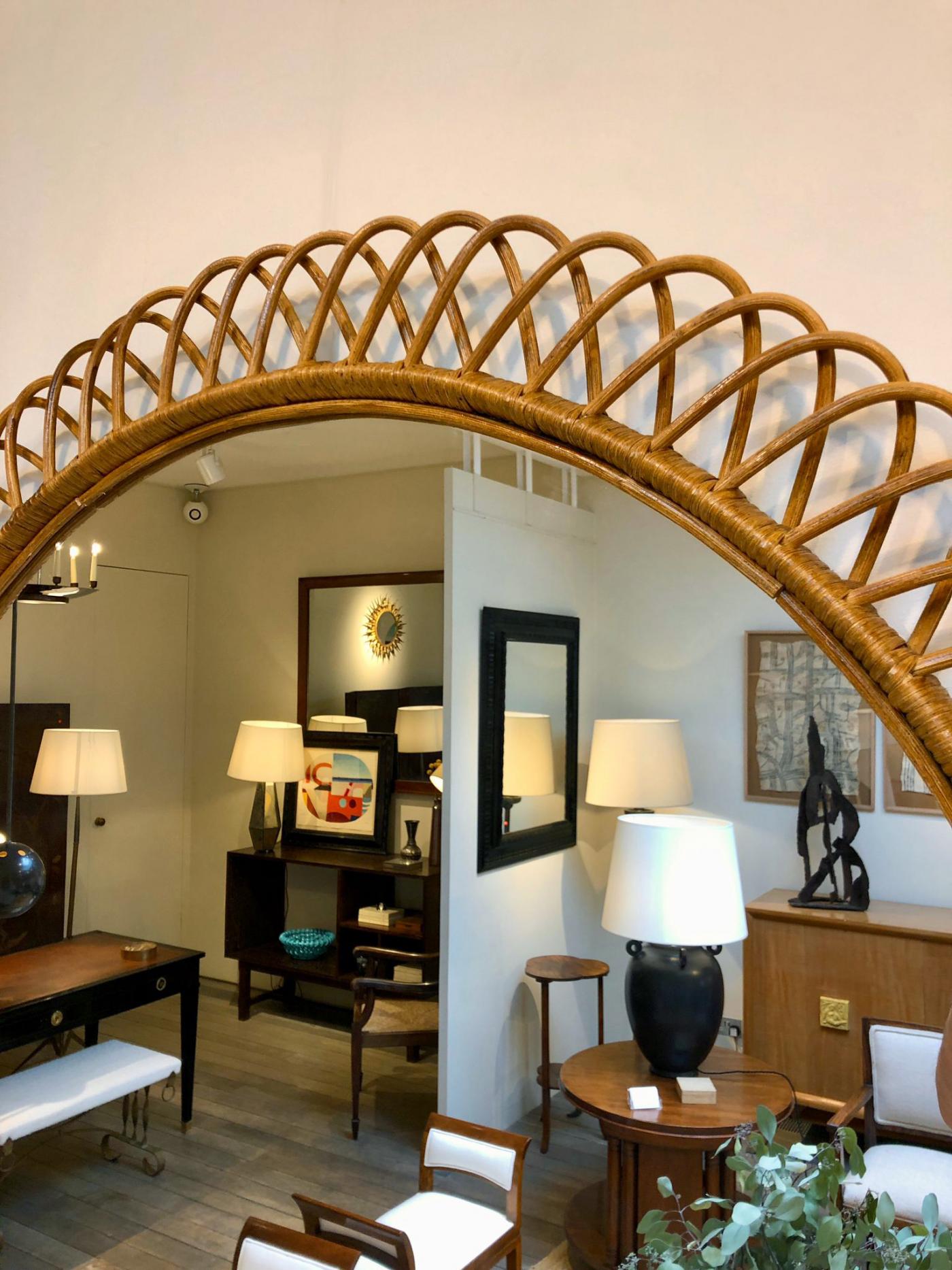 Large Cane Round Mirror