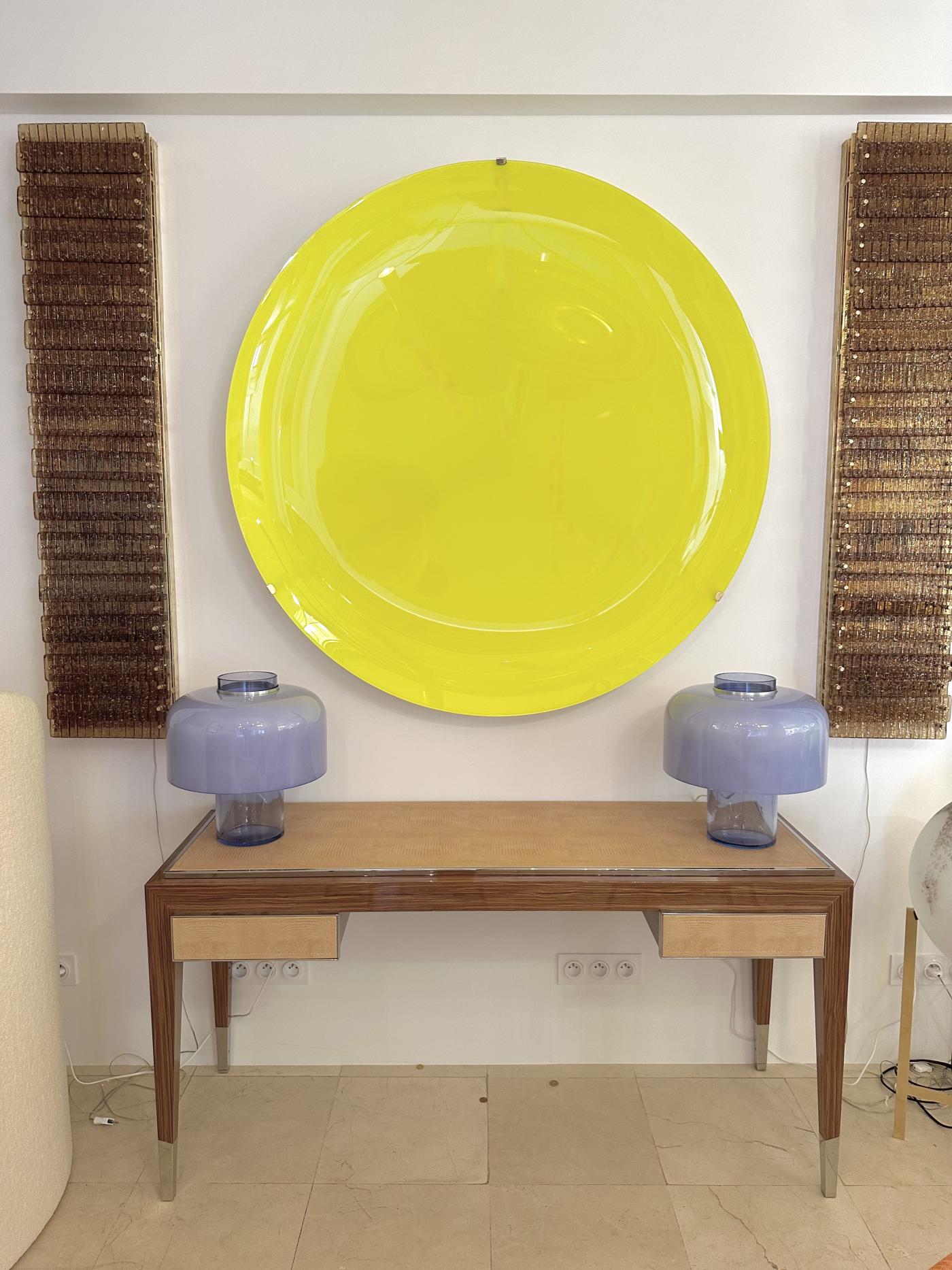 Large Contemporary Curve Concave Yellow Mirror, Italy