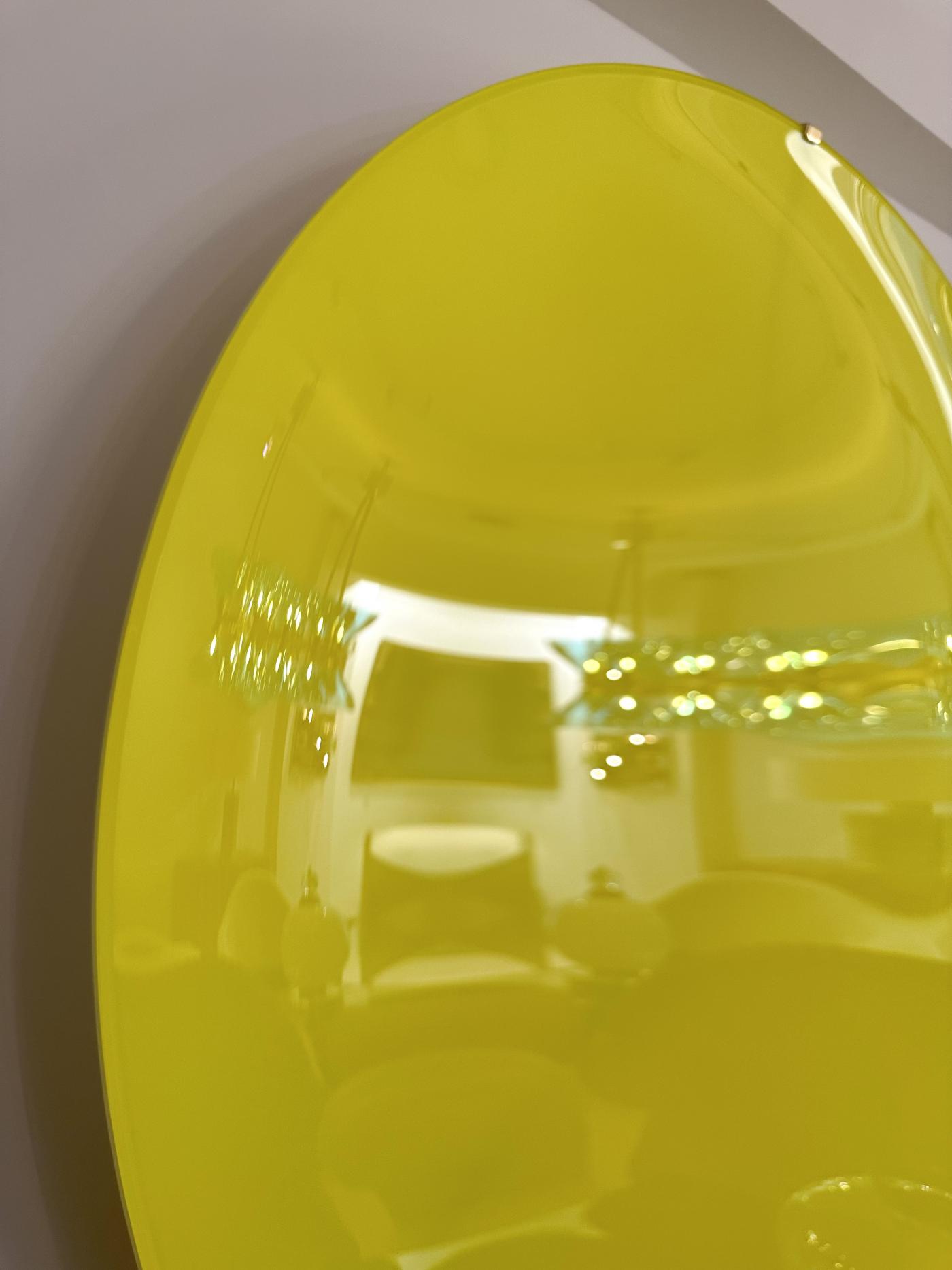 Large Contemporary Curve Concave Yellow Mirror, Italy