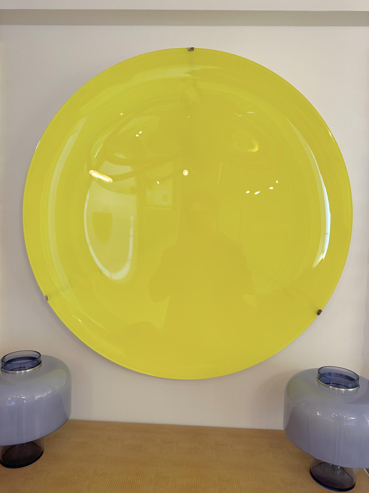 Large Contemporary Curve Concave Yellow Mirror, Italy