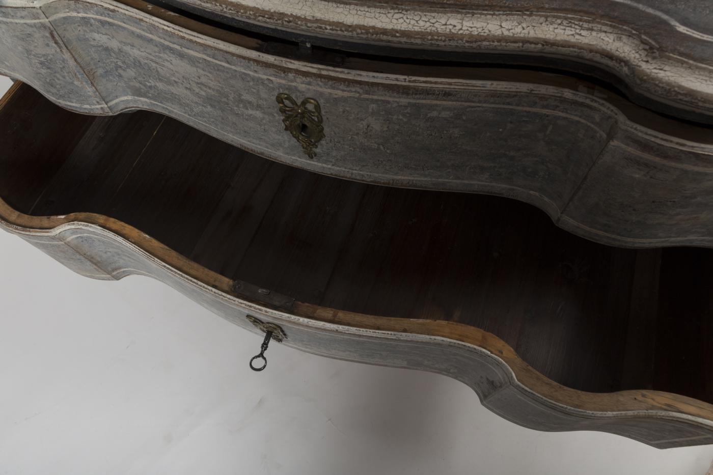 Large Early 19th Century Pair Of Baltic Baroque Painted Chests