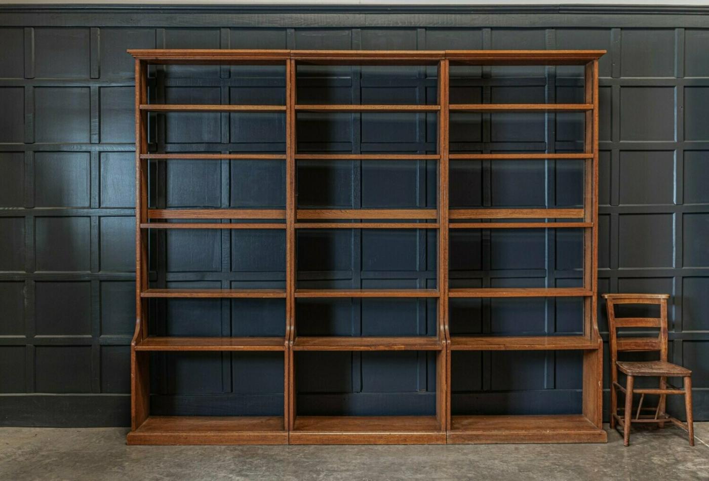 Large English Oak Modular Open Bookcase/s