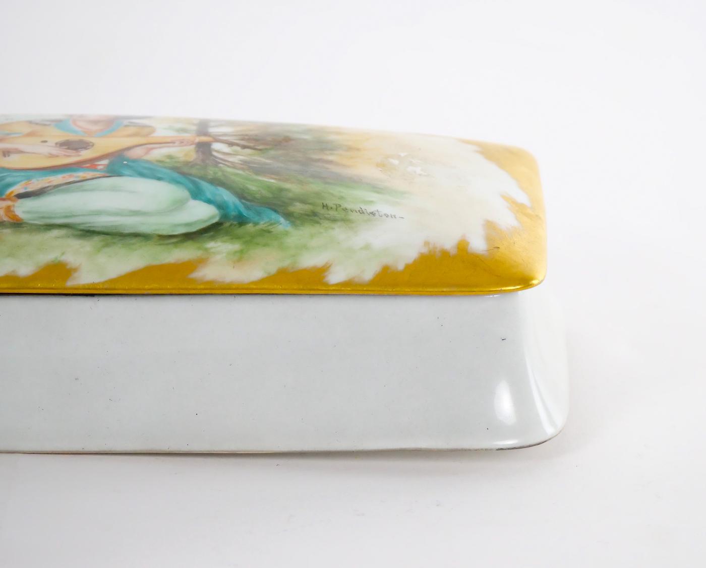 Large Hand Painted German Porcelain Covered Box