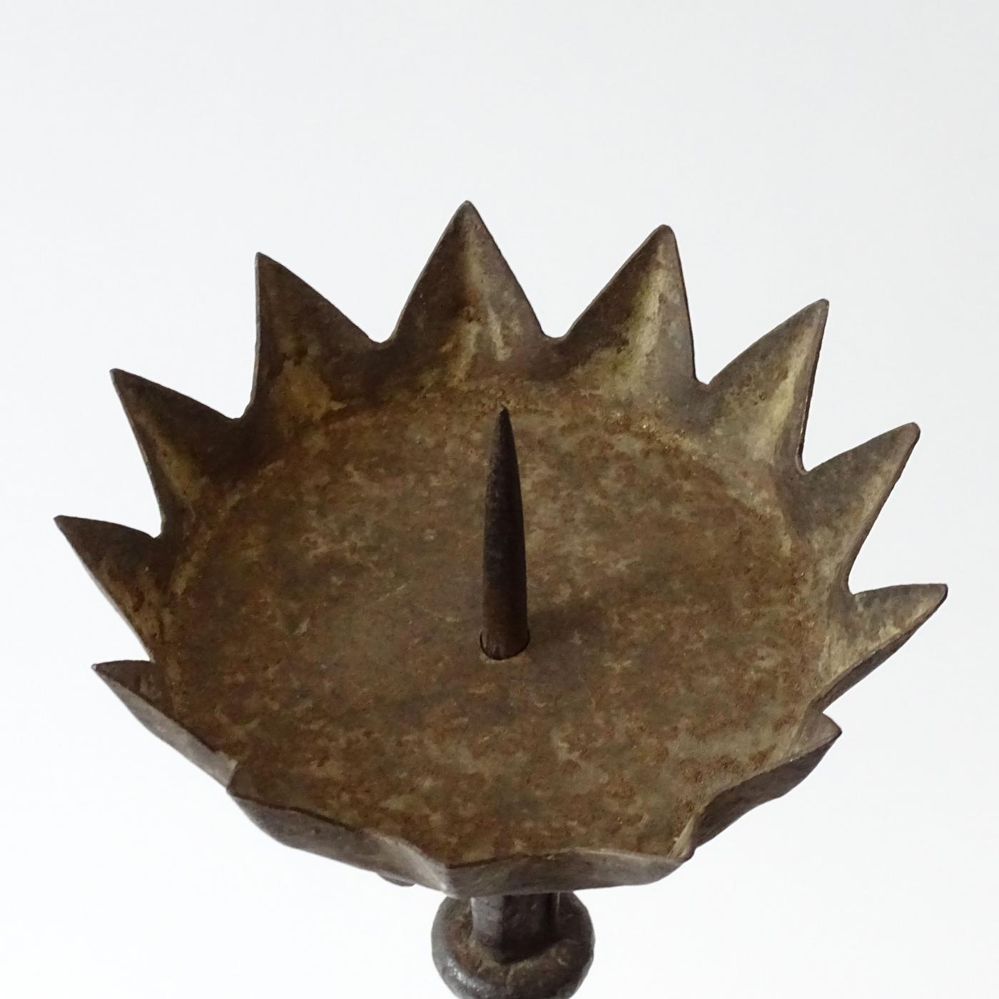 Large Italian 19th Century Hand Crafted Wrought Iron Candlesticks