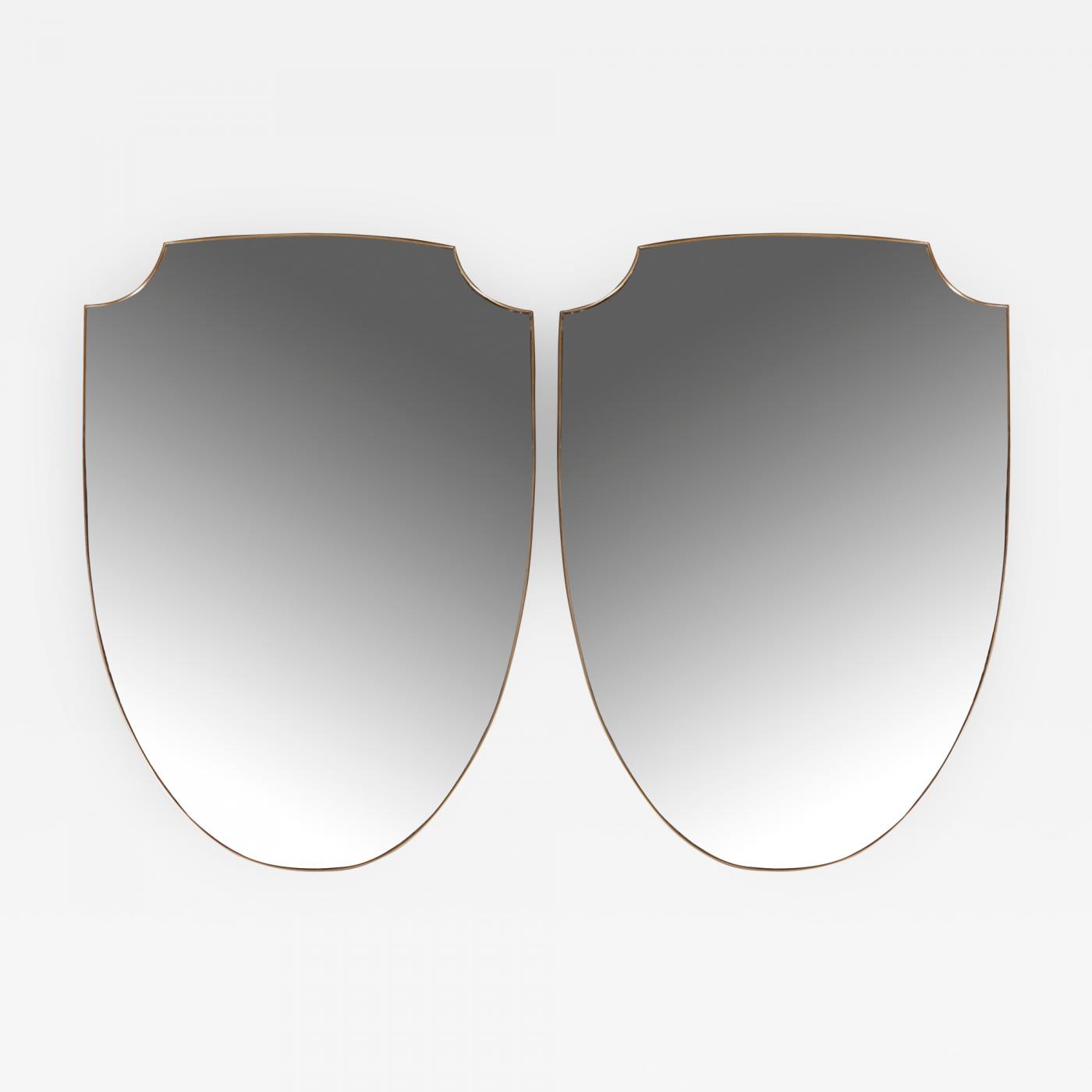Large Pair of Italian Design Shield-Shaped Oval Mirrors
