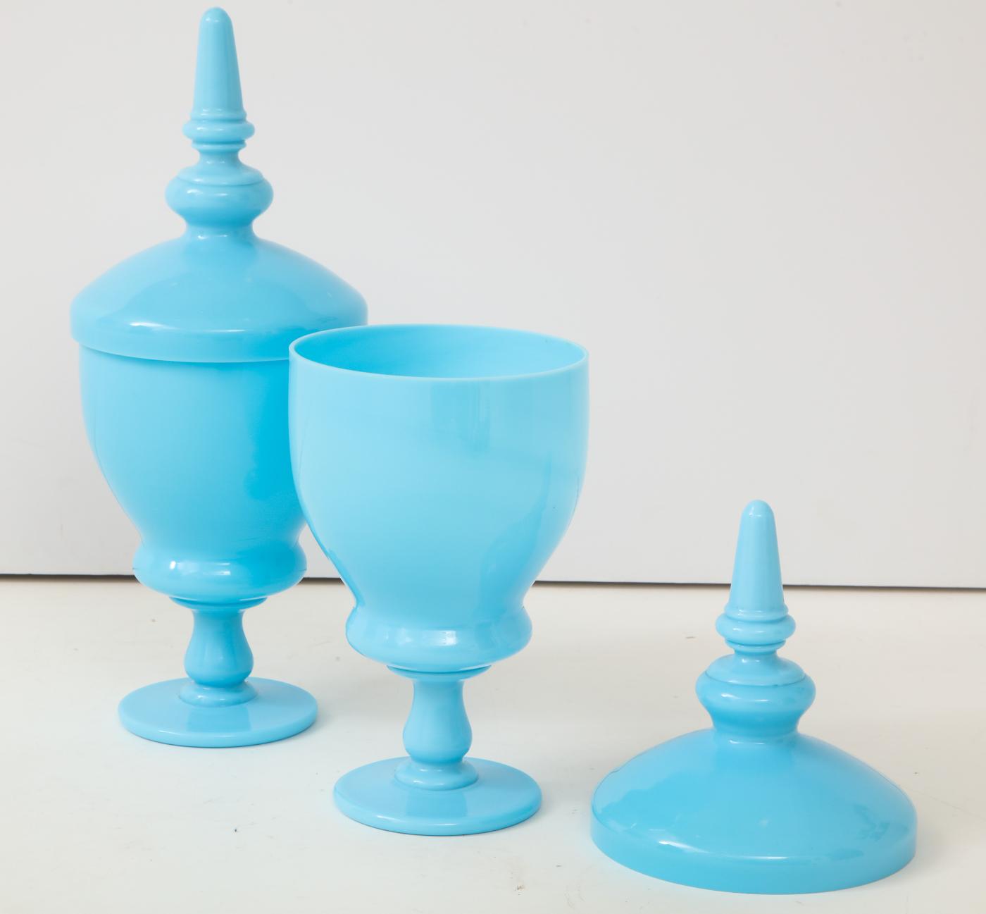 Large Pair of Pastel Blue Vases.