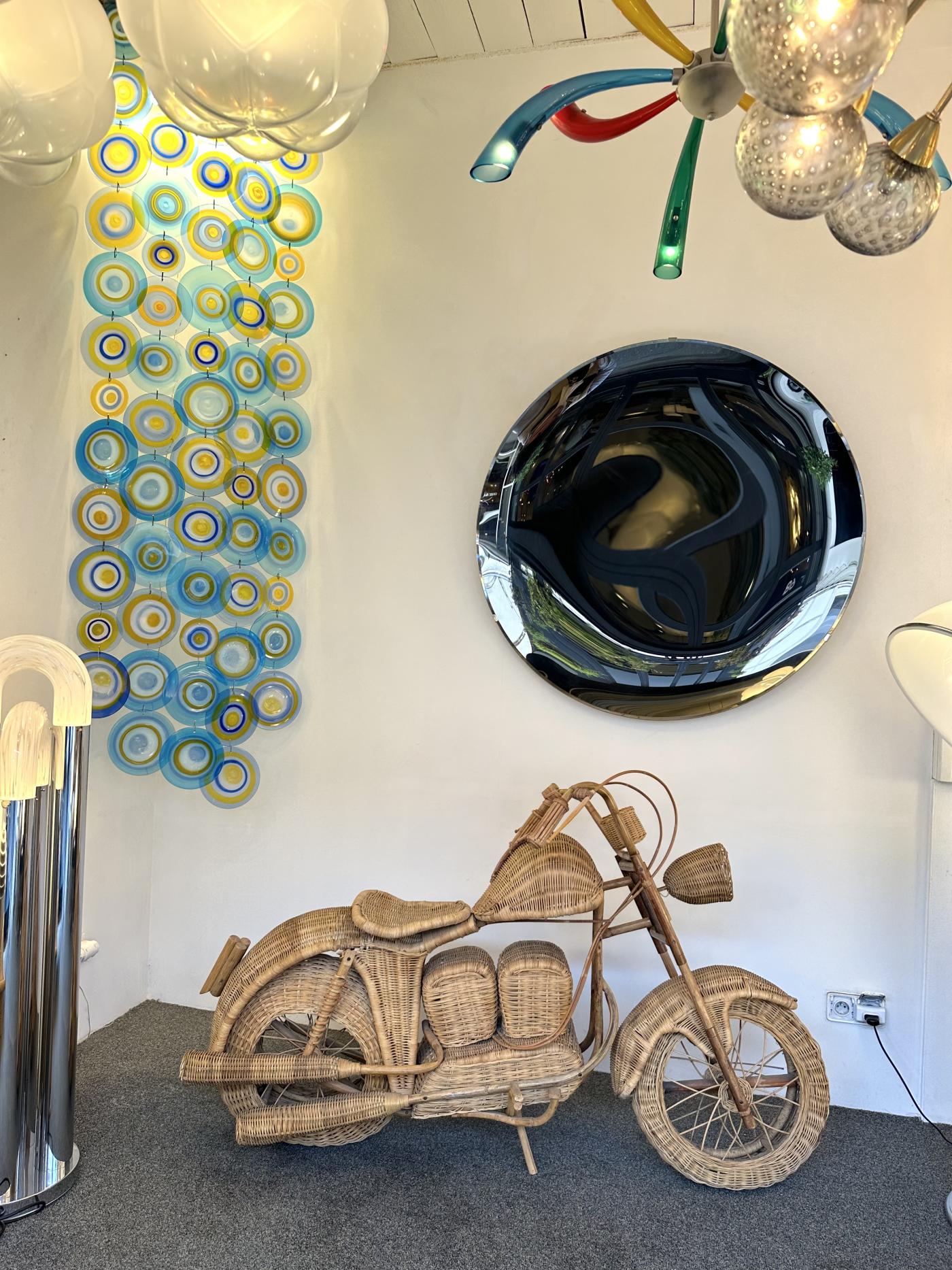 Large Rattan Decorative Motorcycle Sculpture. Italy, 1980s