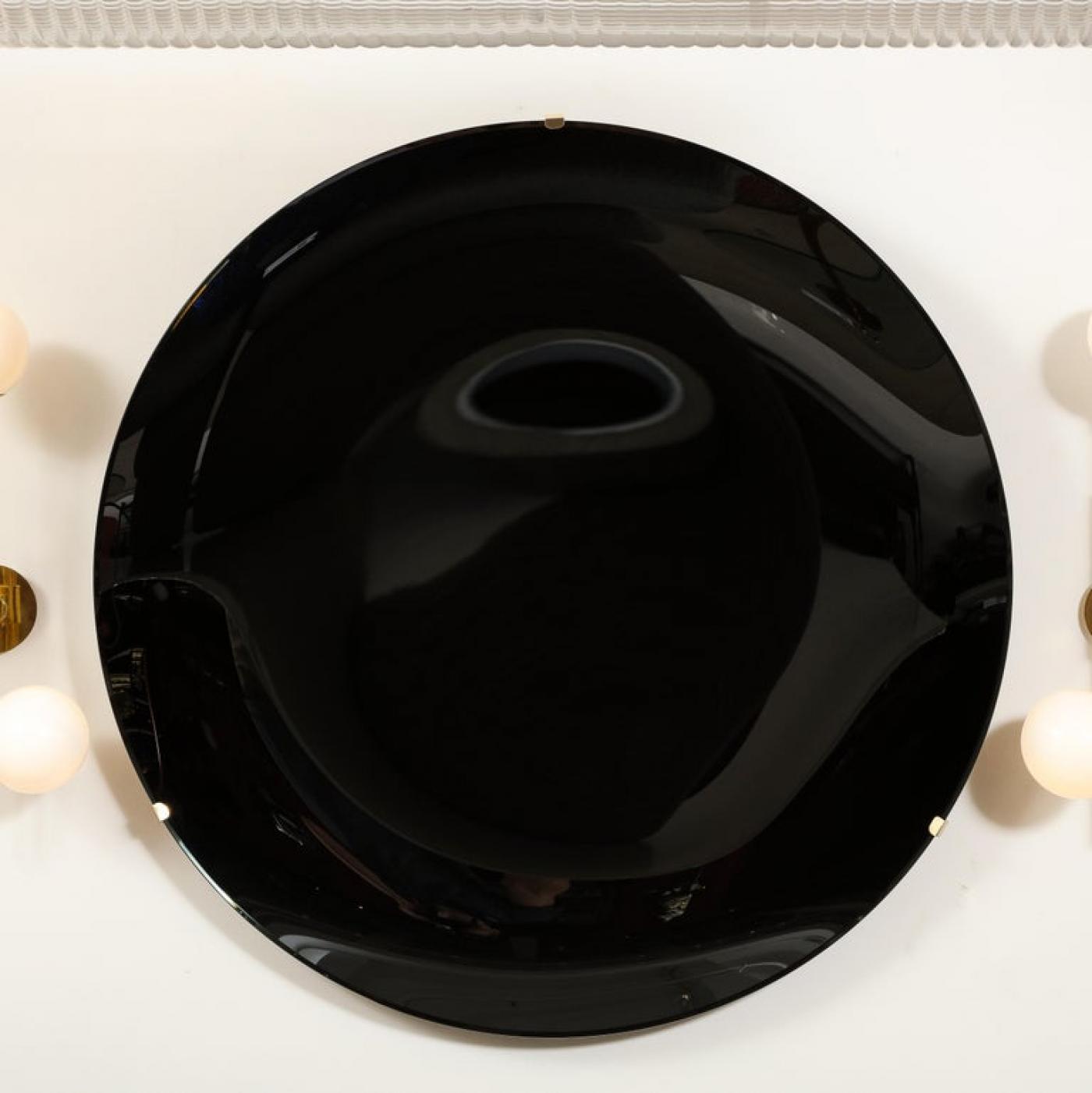 Large Sculptural Round Black Concave Glass Disc Wall Sculpture, Italy ...