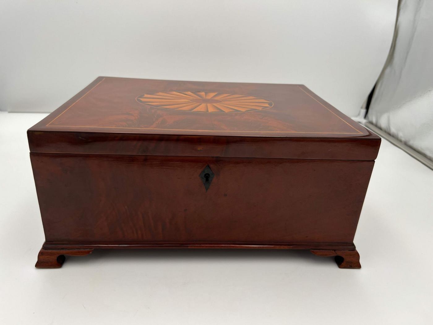 Large Victorian Box, Mahogany on Oak, England circa 1840