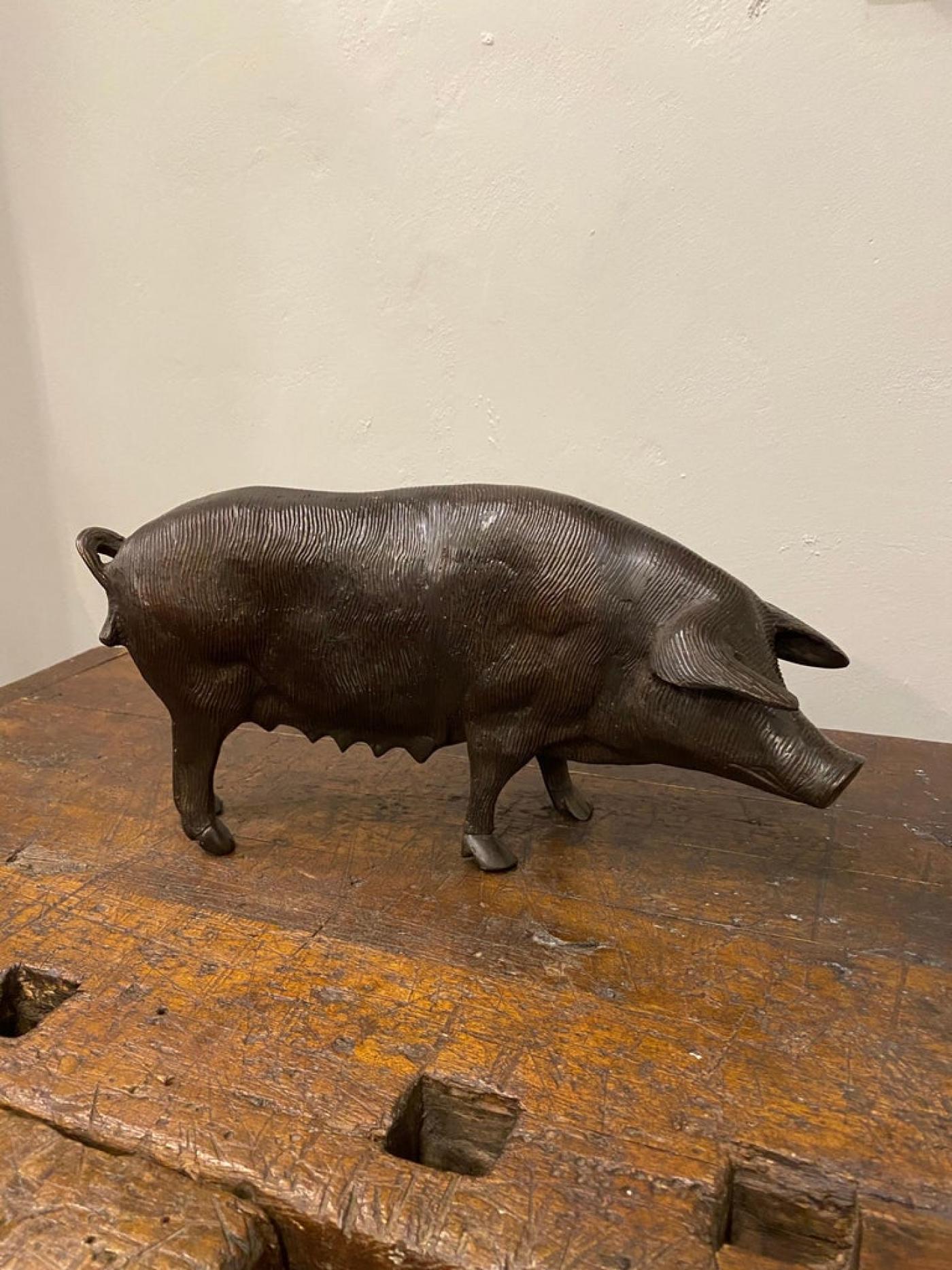 Late 19th Century Bronze Pig