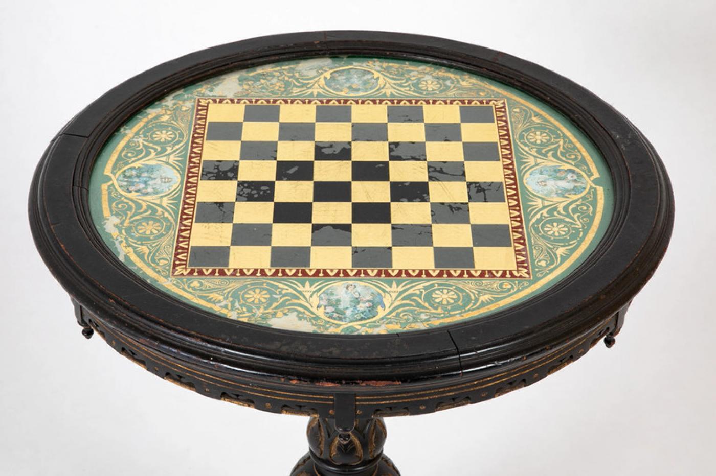 Late 19th Century Eglomise Top Games Table from The Stanley Weiss ...