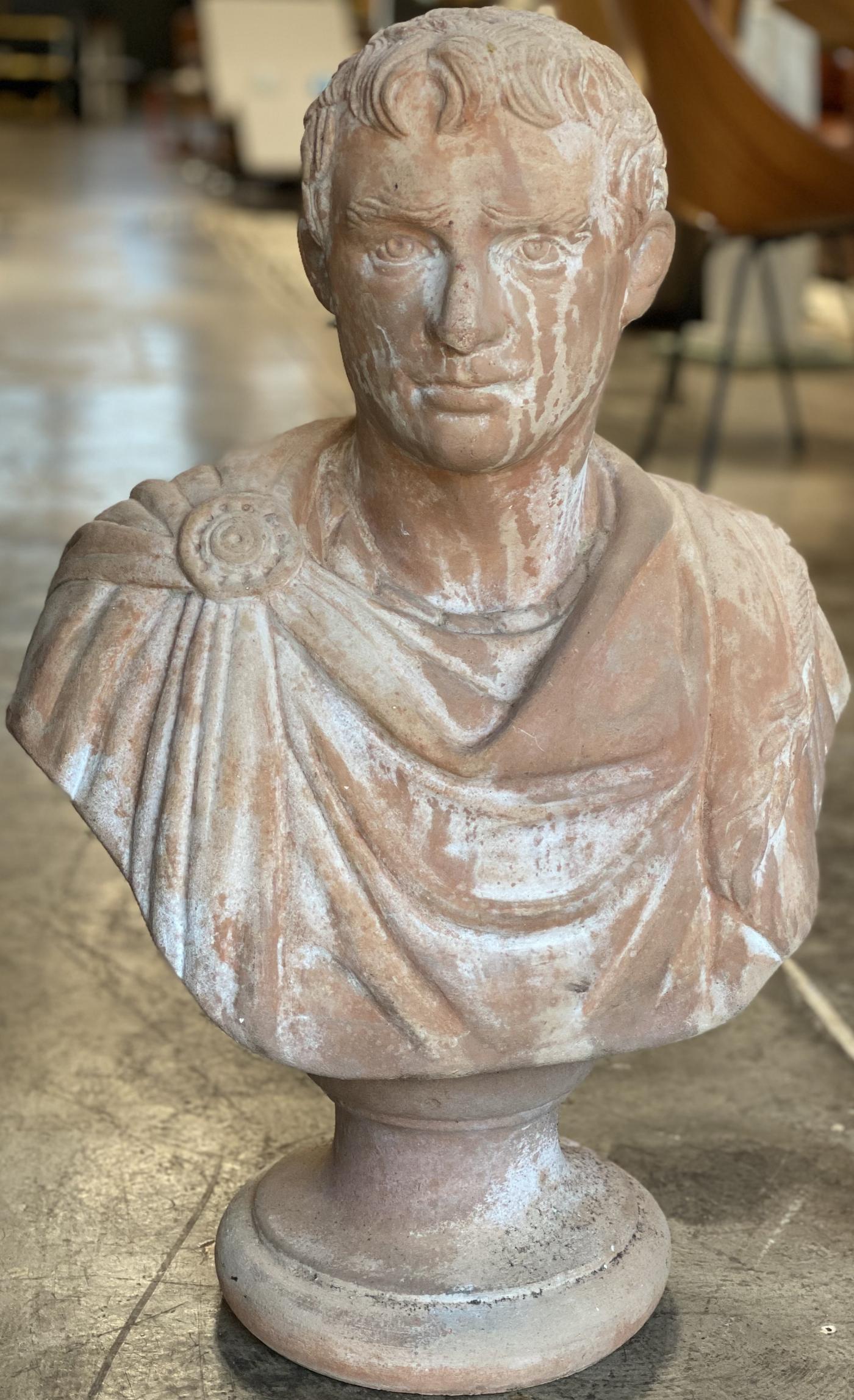 Late 19th Century Italian Renaissance Style Terracotta Caesar Augustus Bust