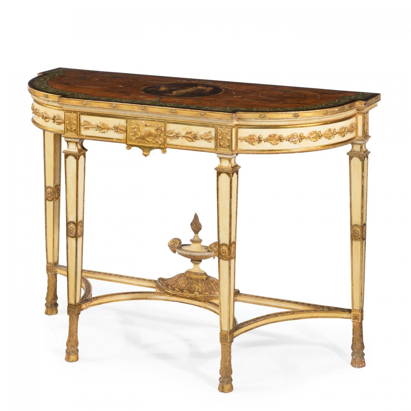 Late Victorian parcel gilt and painted Adam style console table