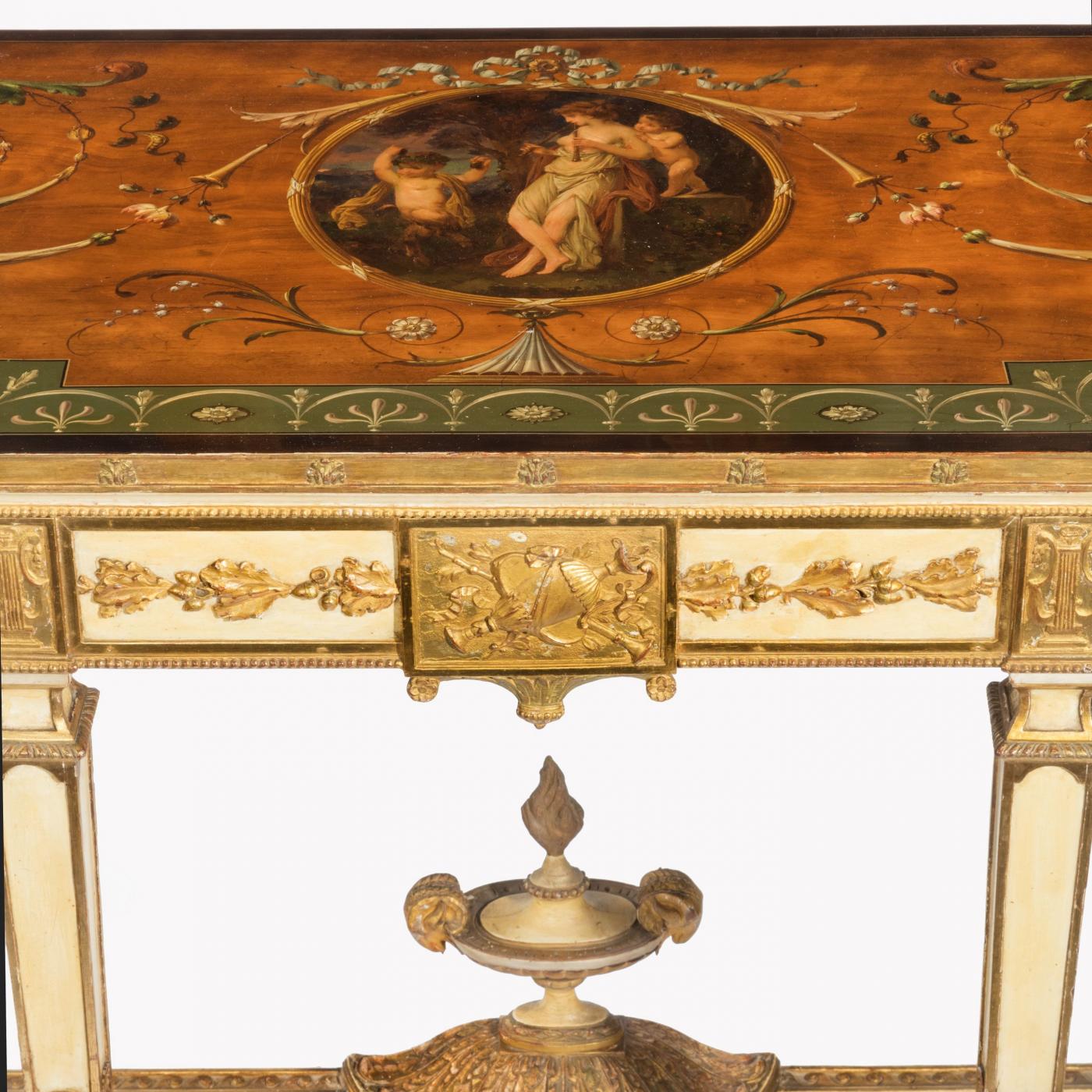 Late Victorian parcel gilt and painted Adam style console table