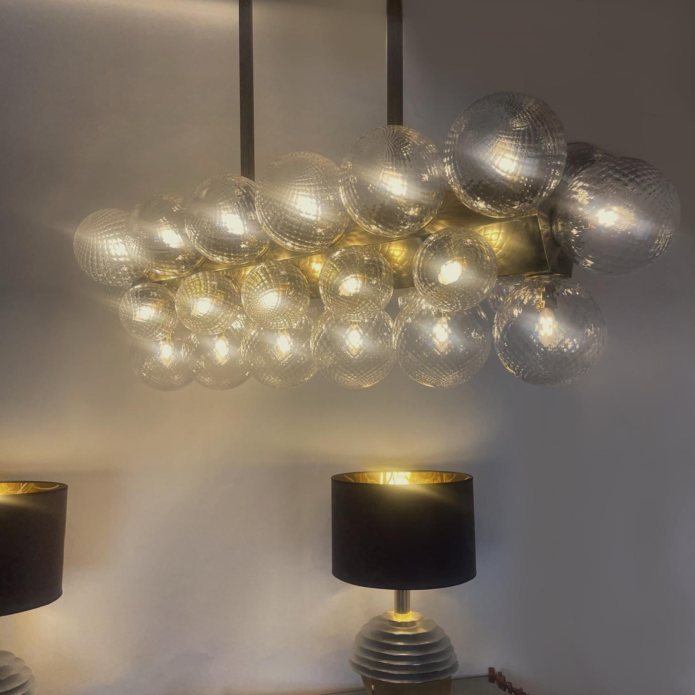 Late20th Century Italian Brass W/ Transparent Murano Art Glass Boules ...