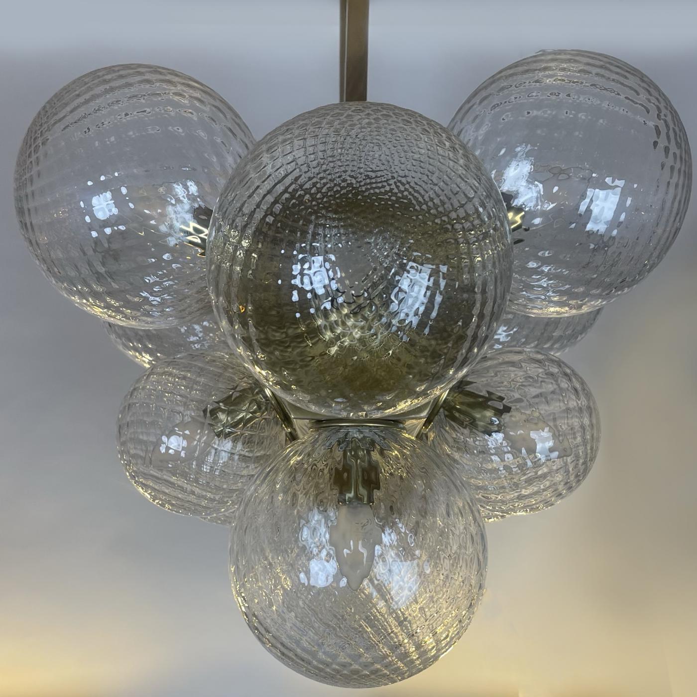 Late20th Century Italian Brass W/ Transparent Murano Art Glass Boules ...