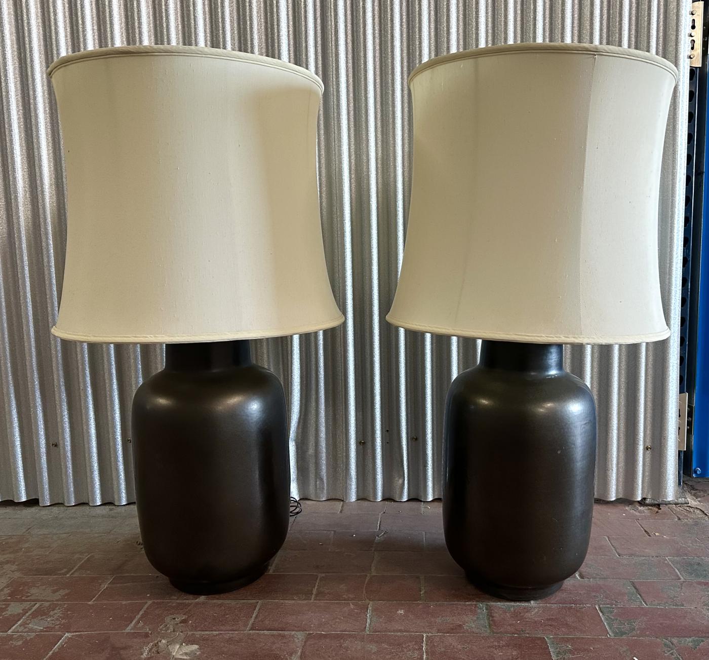 Lee Rosen - Massive Pair Lee Rosen for Design Technics Gunmetal Table Lamps