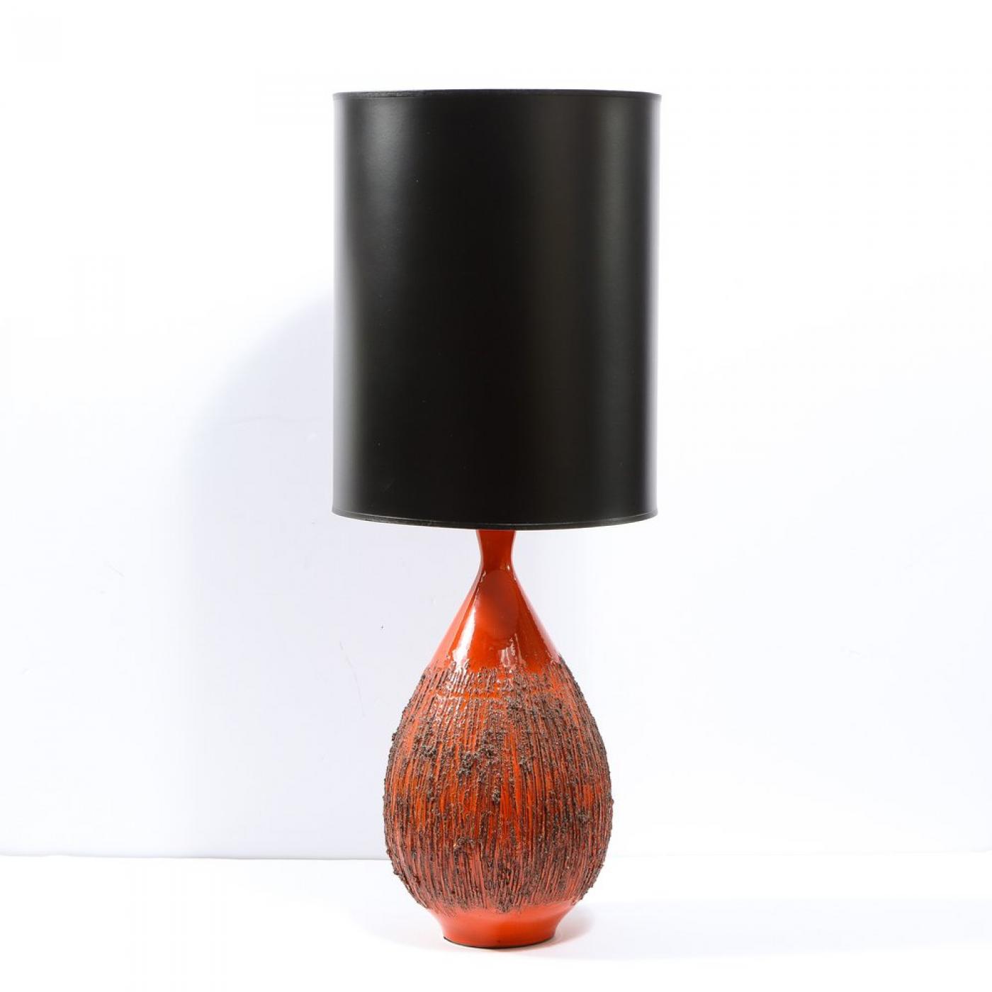 Lee Rosen - Mid-Century Modern Molten Red Orange Table Lamp by Lee ...