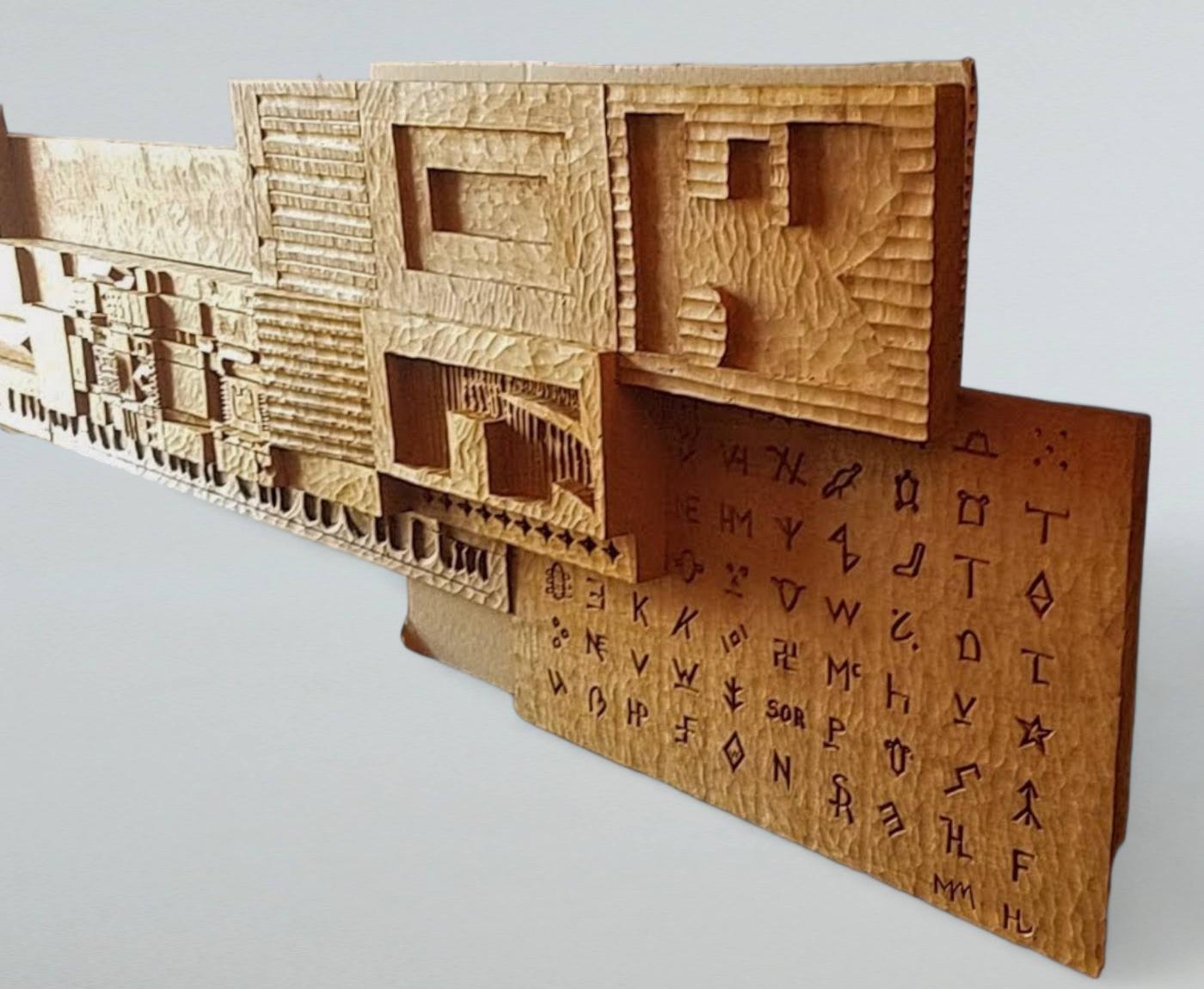Leroy Setziol - Leroy Setziol Sixteen Foot Long Carved Wall Sculpture 1963