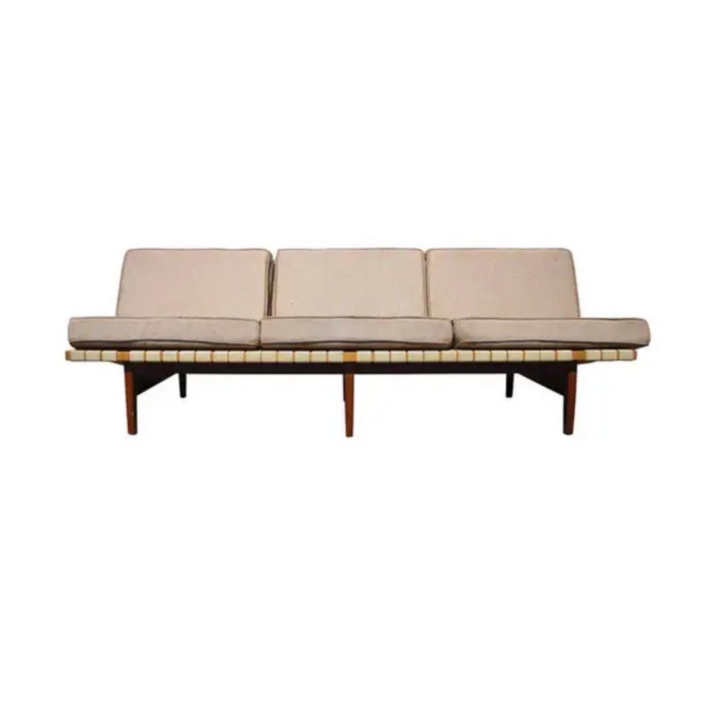 Lewis Butler - Vintage Maple Frame Knoll Sofa by Lewis Butler for Knoll