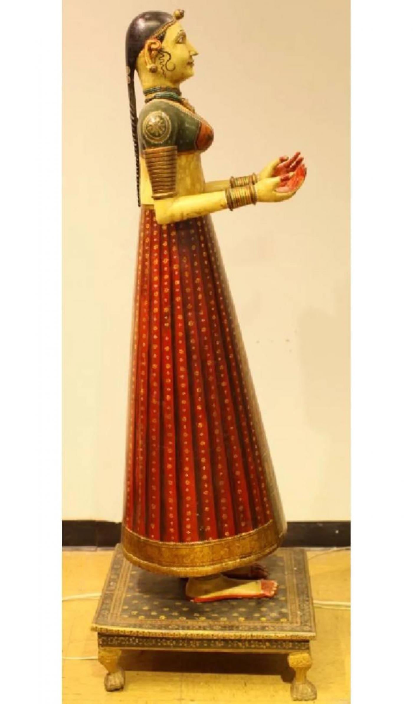 Lifesize Pair of Antique Hand-Painted Indian Figures Dolls Maharaja and ...