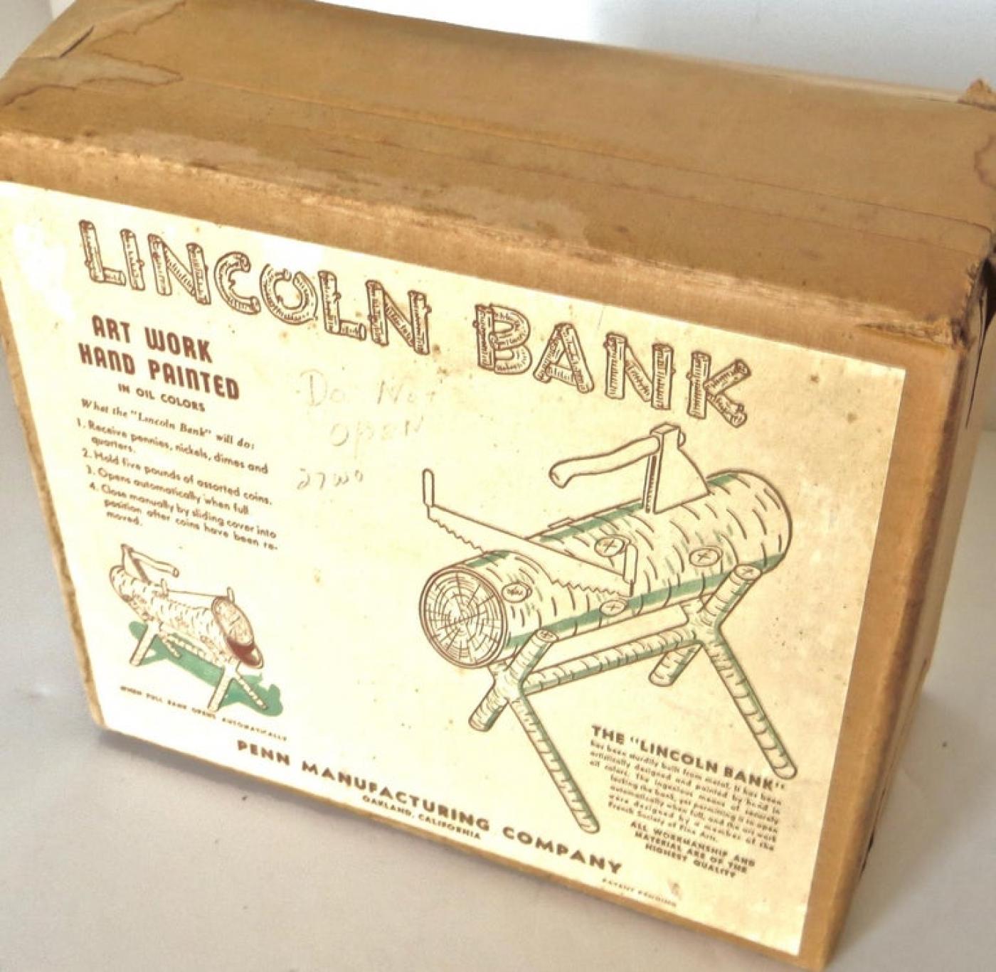 "Lincoln Bank" Still Toy Savings Bank, American, circa 1950