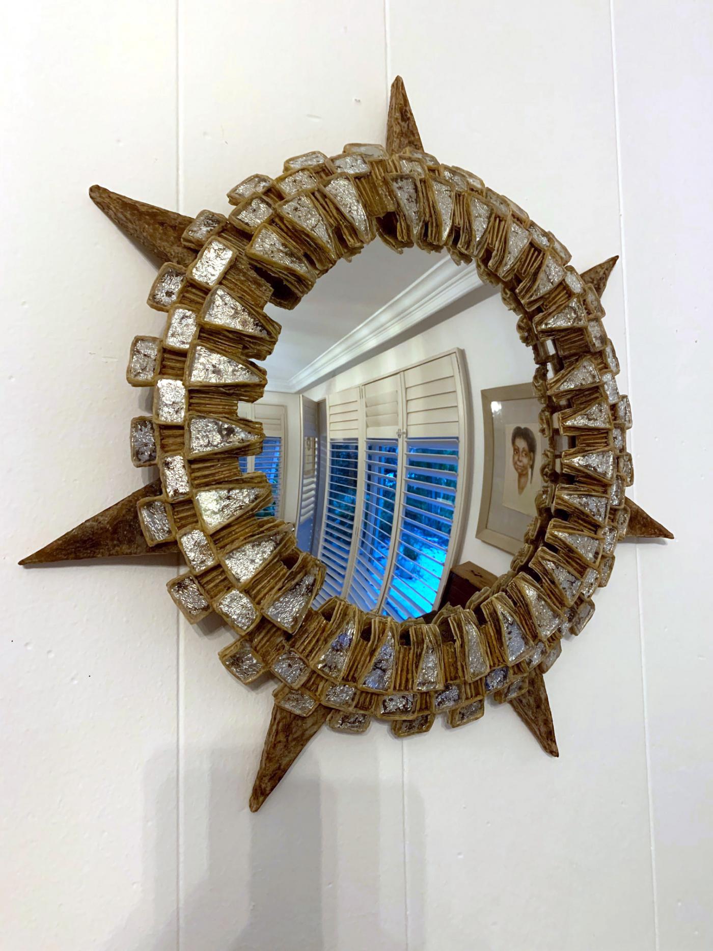 Line Vautrin - Large French Tudor Wall Mirror by Line Vautrin