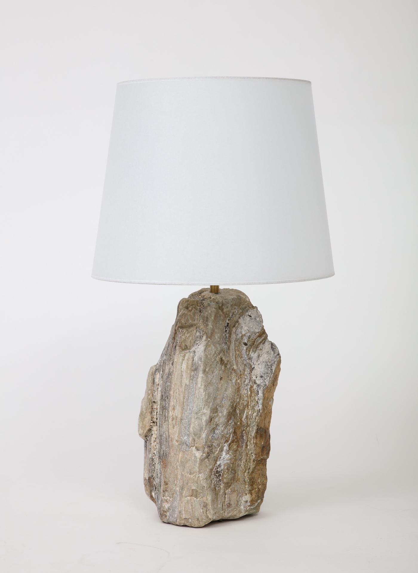 Lit Stones - LitStones Grecian Marble Table Lamp with Custom Shade