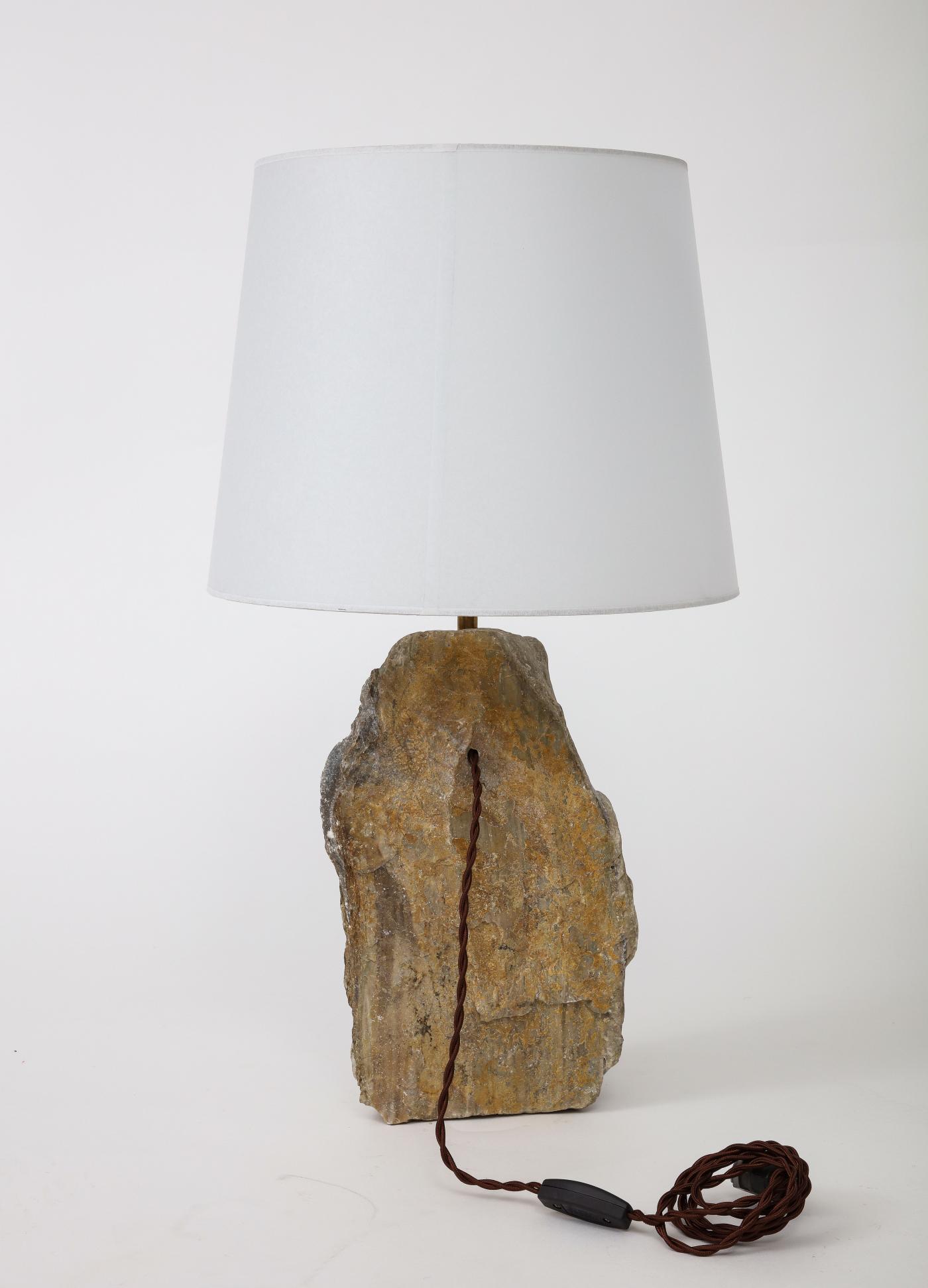 Lit Stones - LitStones Grecian Marble Table Lamp with Custom Shade