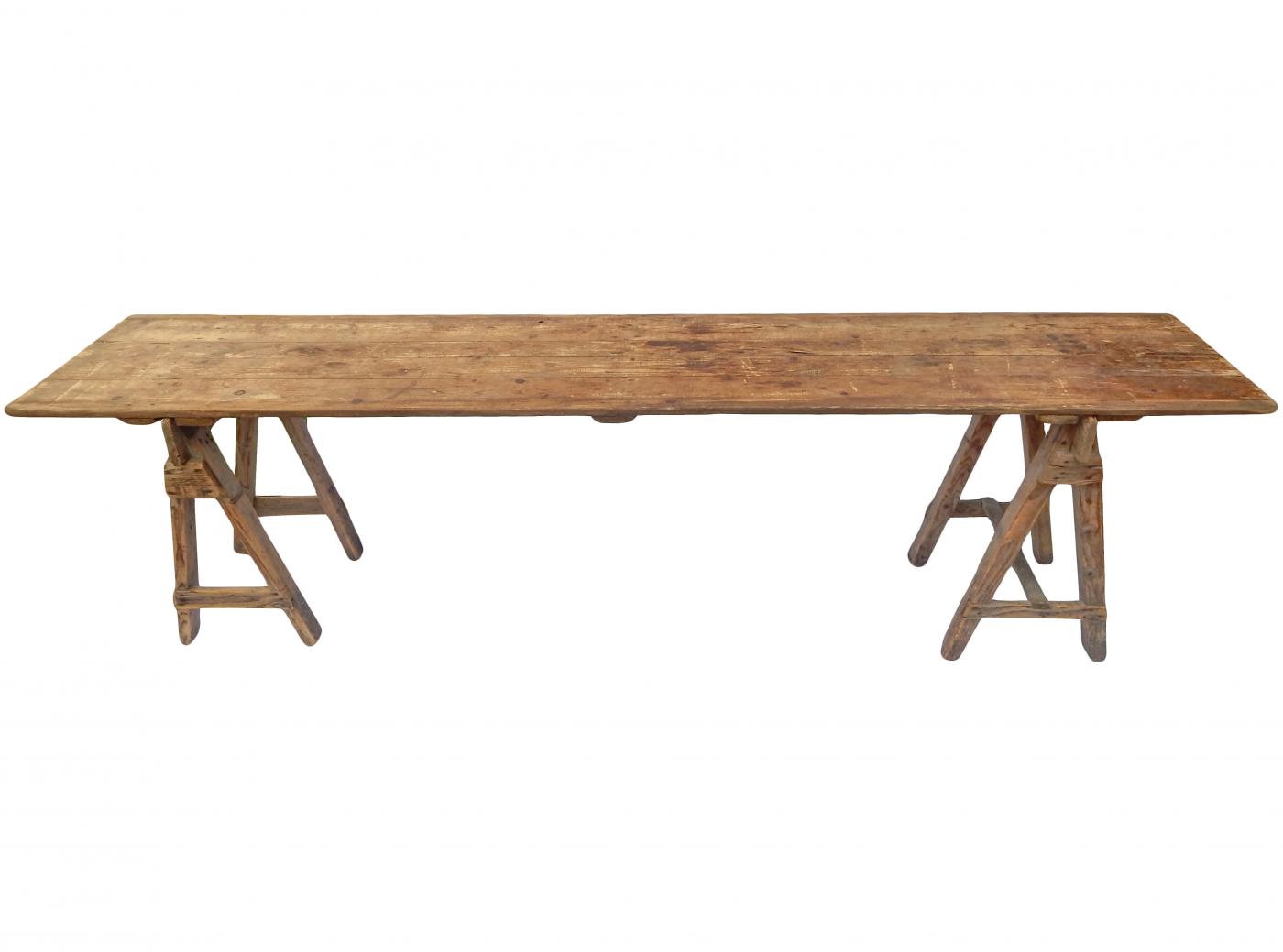 Long Antique Saw Horse Table