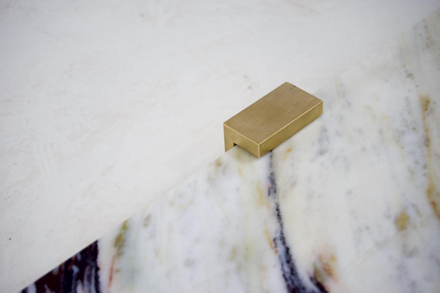 Lorenzo Ciompi - pair of Wall Mounted Marble, Brass Console "Angel ...