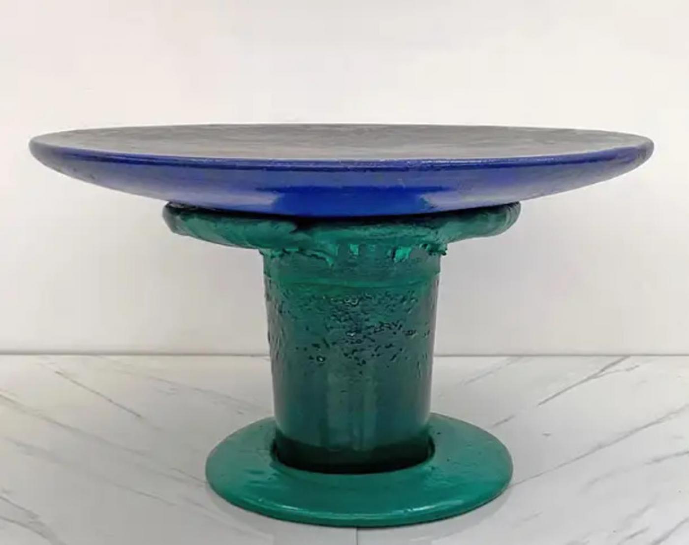Louis Durot - Sunburst Mushroom Table in Green and Blue, Louis Durot ...