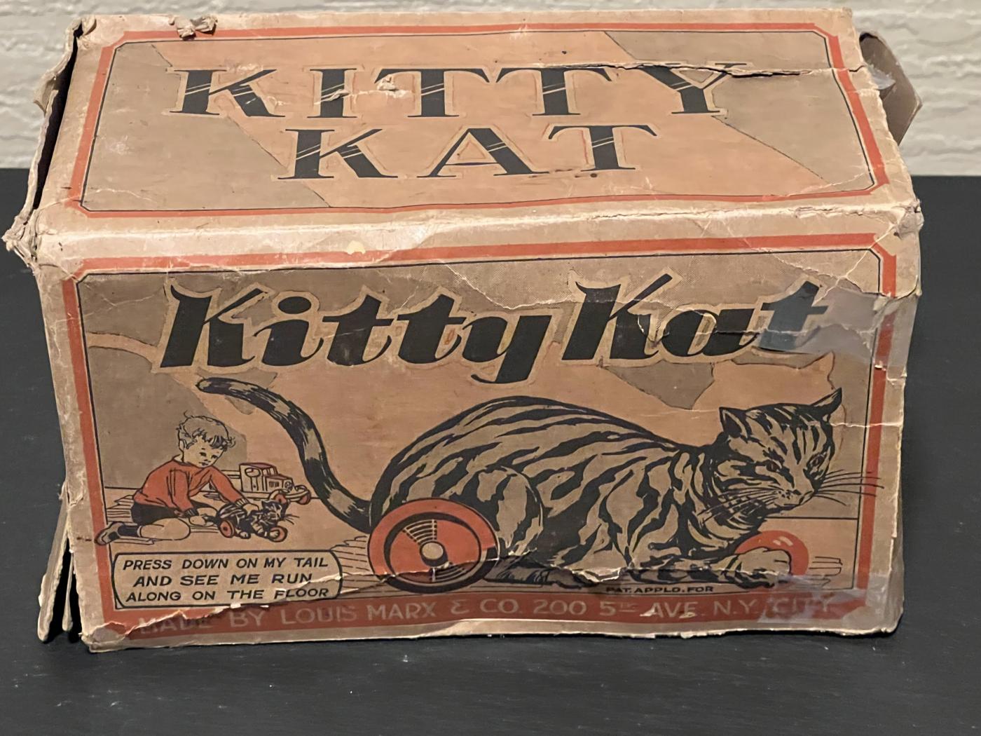 Louis Marx and Company - 1930's CAT WITH BALL LOUIS MARX TIN TOY 'KITTYKAT'