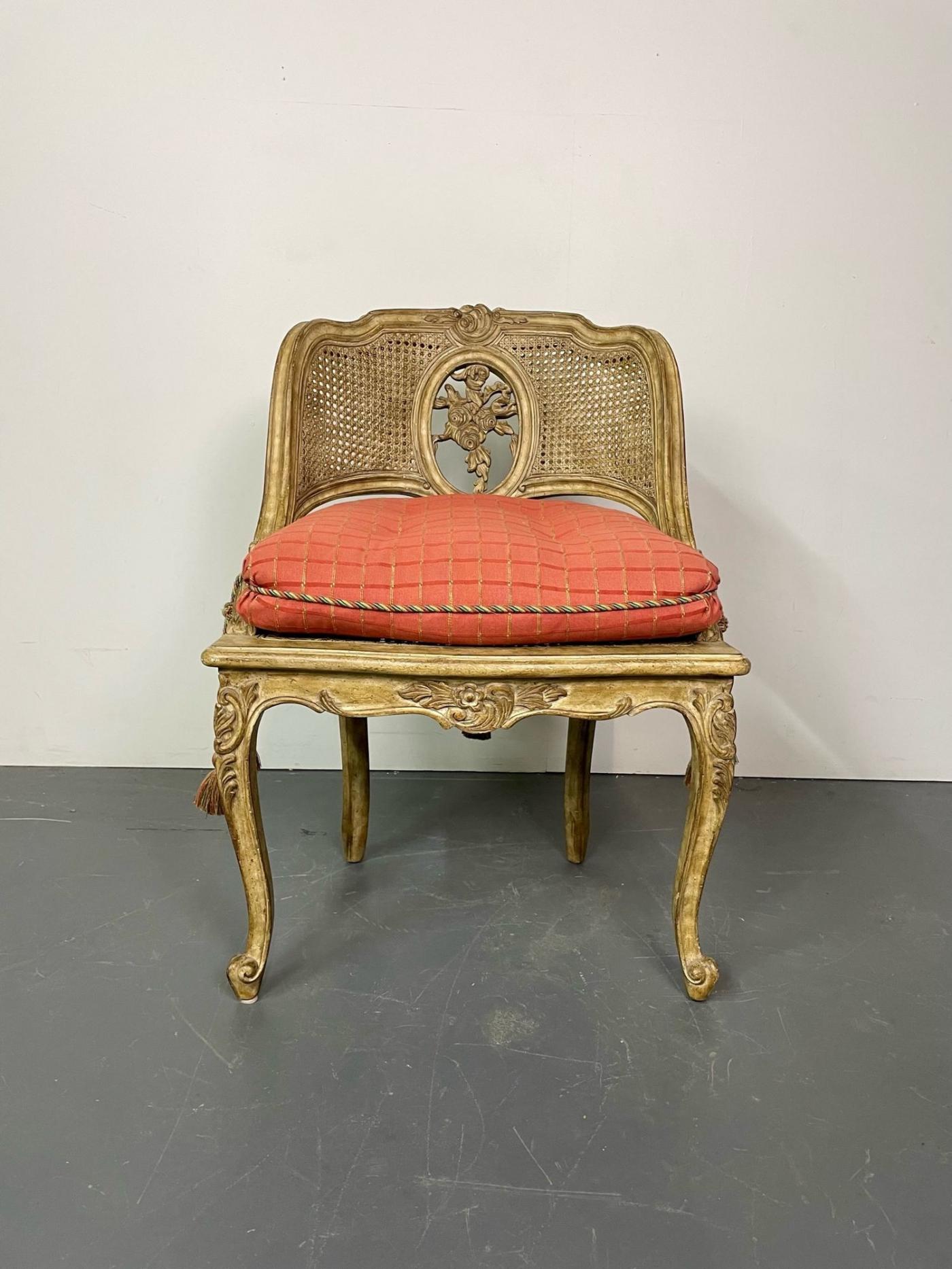 Louis XV Style Boudoir Chair, Vanity or Hall Chair, Tufted Pillow and ...