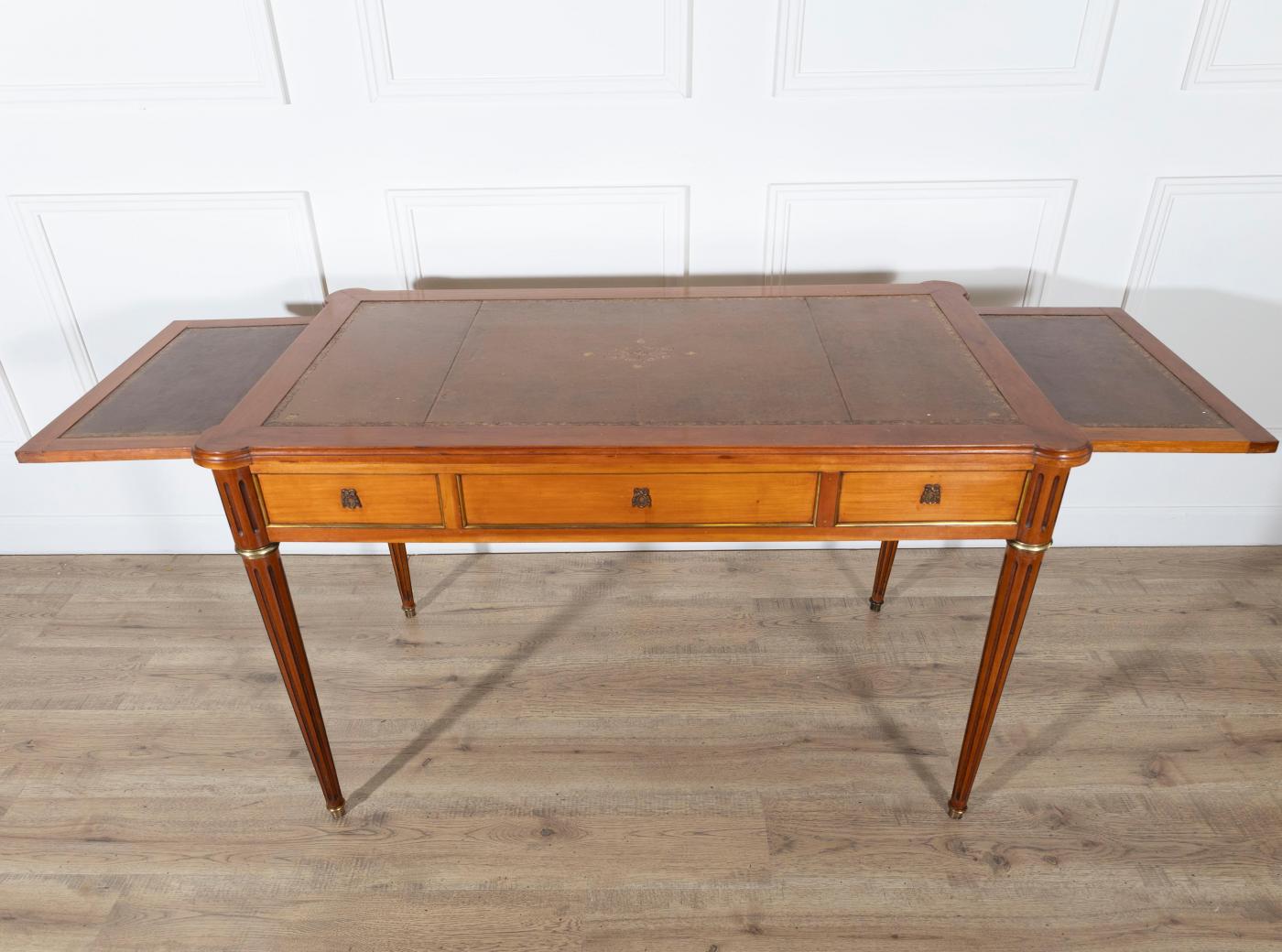Louis XVI–Style Writing Desk with Leather Top and Pull-Out Extensions