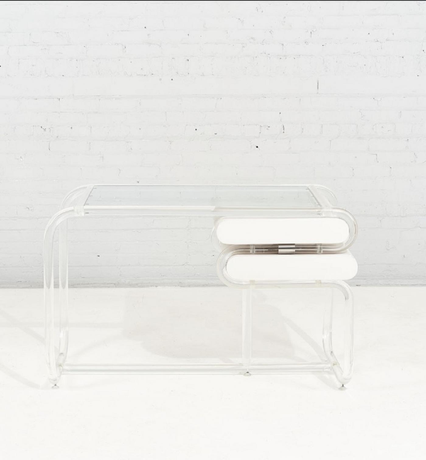Lucite Desk with Leather Drawers, 1960