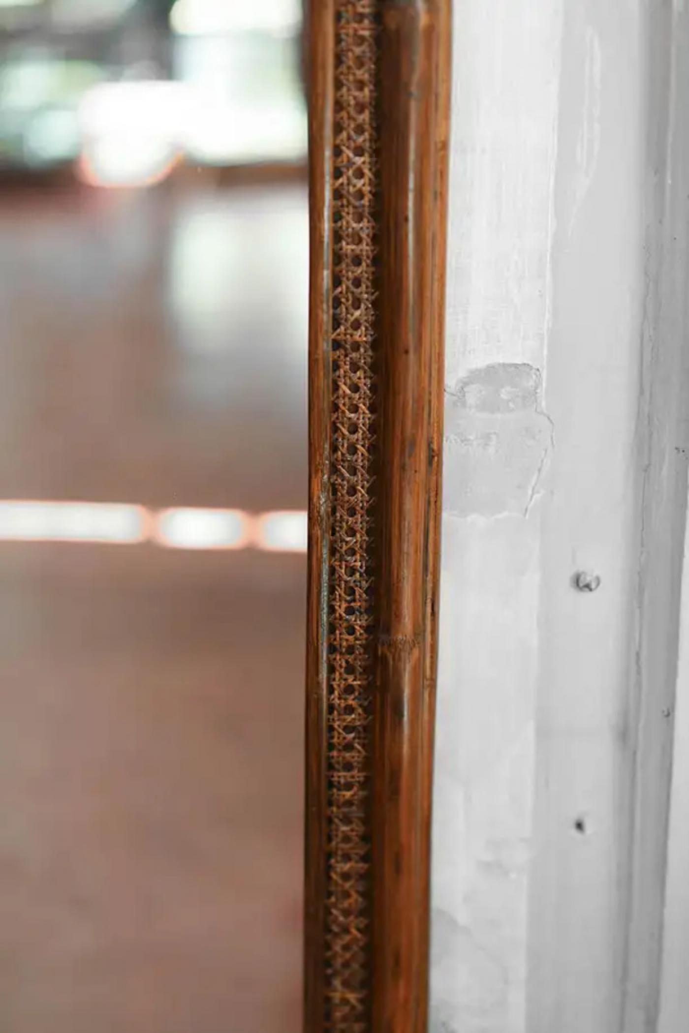 Lyda Levi - Large mirror in wicker and Vienna straw – dark finish ...
