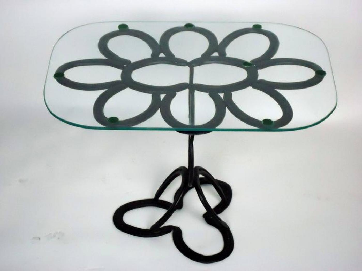 Lyrical Wrought Iron Side Table Made from St. Croix Forge Horseshoes ...