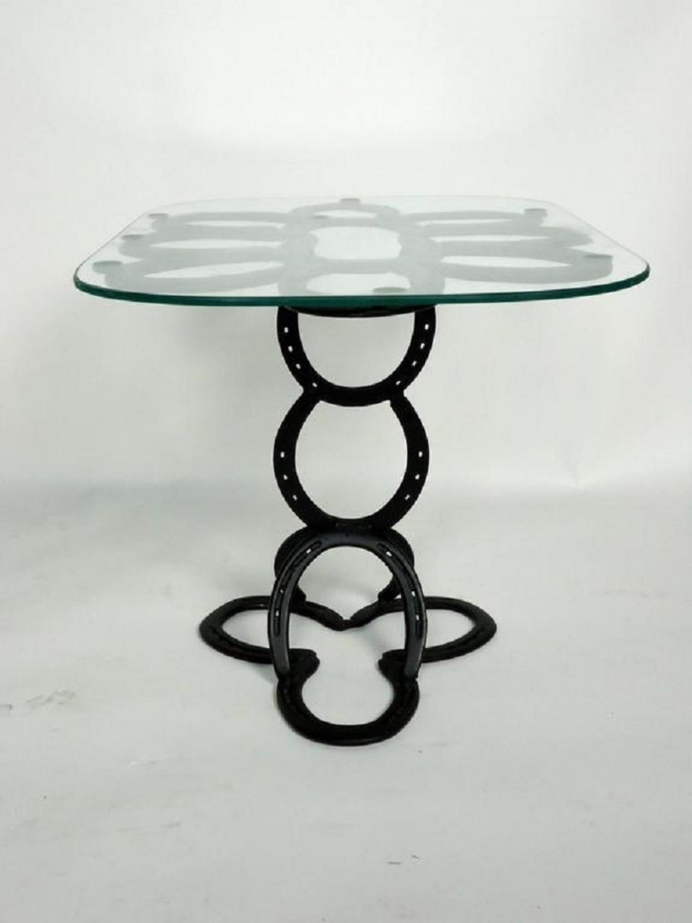 Lyrical Wrought Iron Side Table Made from St. Croix Forge Horseshoes ...